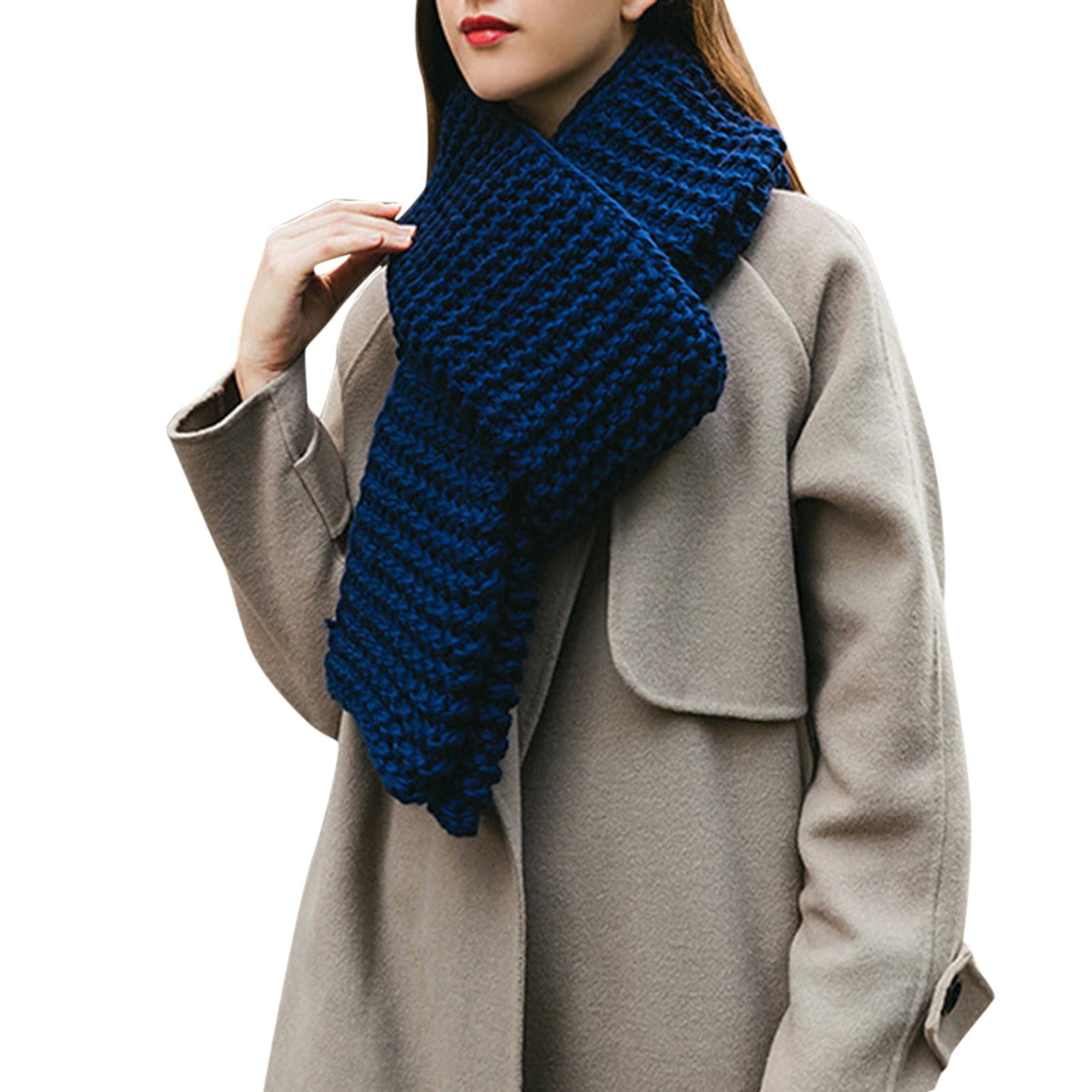 Audhol Chunky Scarf Winter Multi Colored Kint Long Wraps Elasticity ...