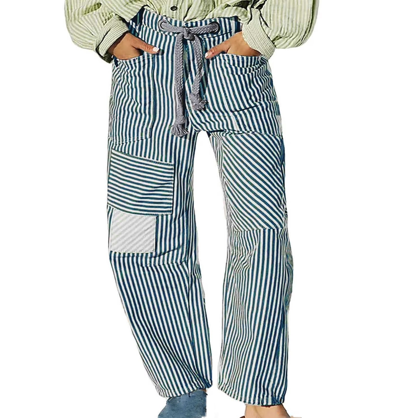 Audhol Drawstring Pants Women Women Casual Tie Waist Y2K Striped Pants ...