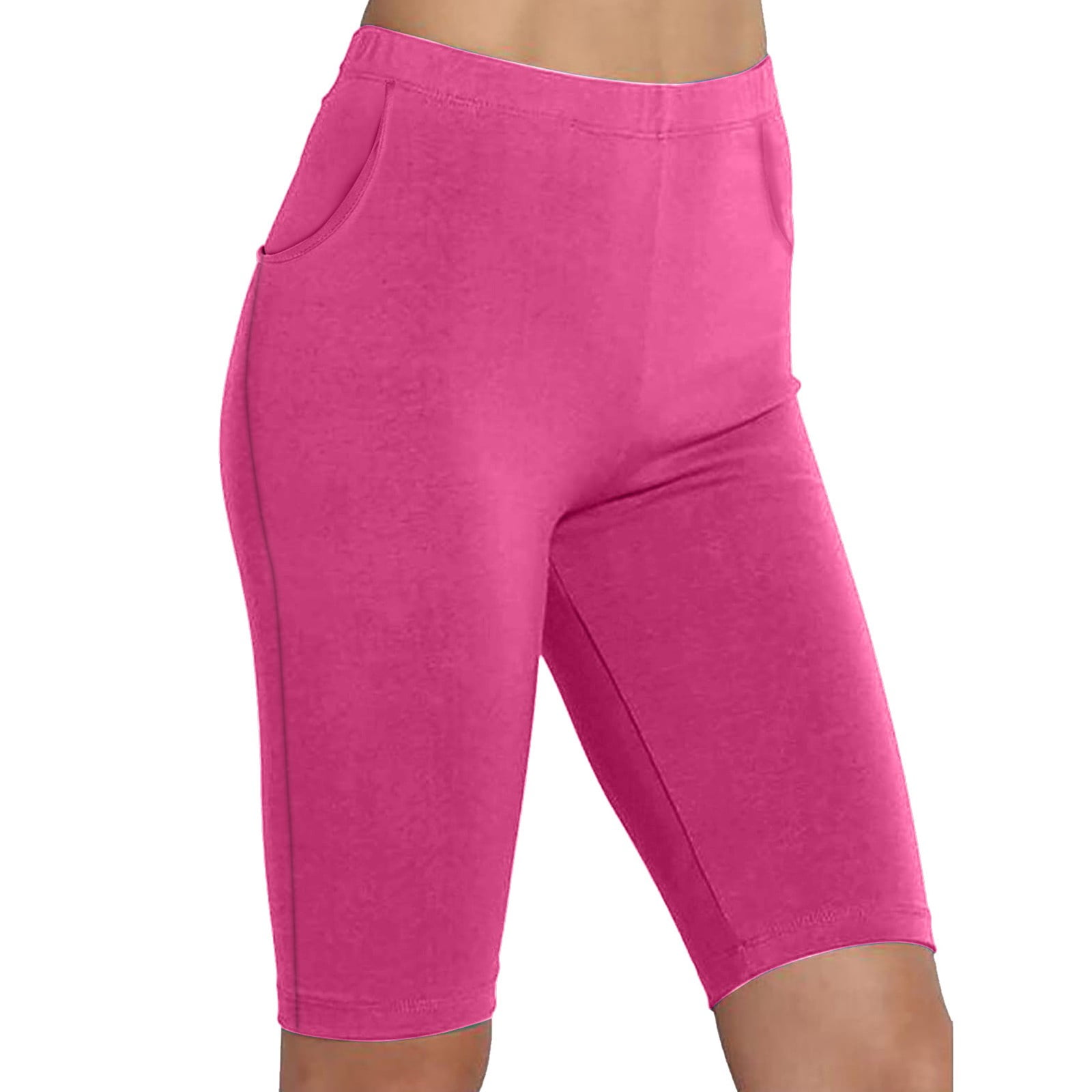 Audhol Exercise Shorts for Women Women Sport Yoga Solid Mid Thigh ...