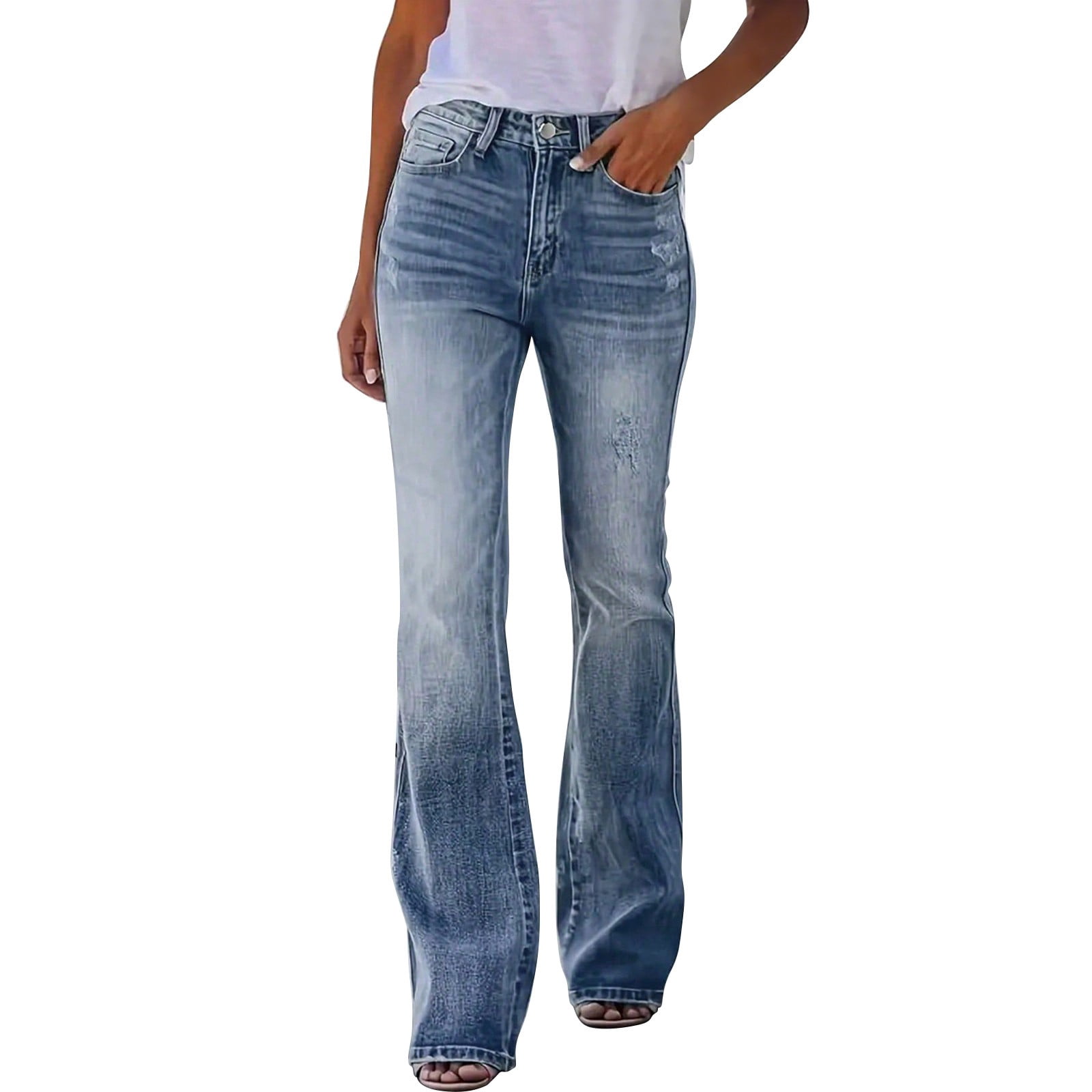 Audhol Flare Jeans, Women's Flare Bell Bottom Jeans High Waisted Wide ...