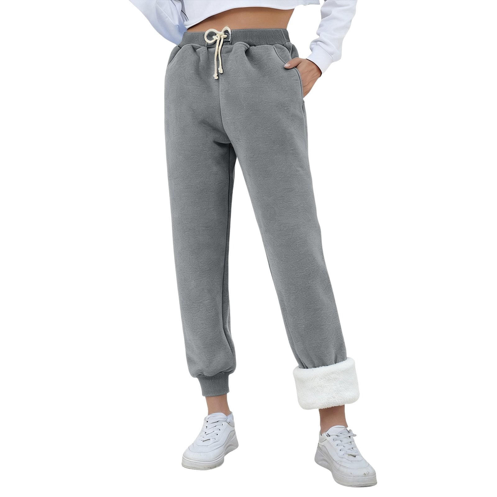 Audhol Fleece Lined Sweatpants Women Women's Fashion Casual Solid Color ...