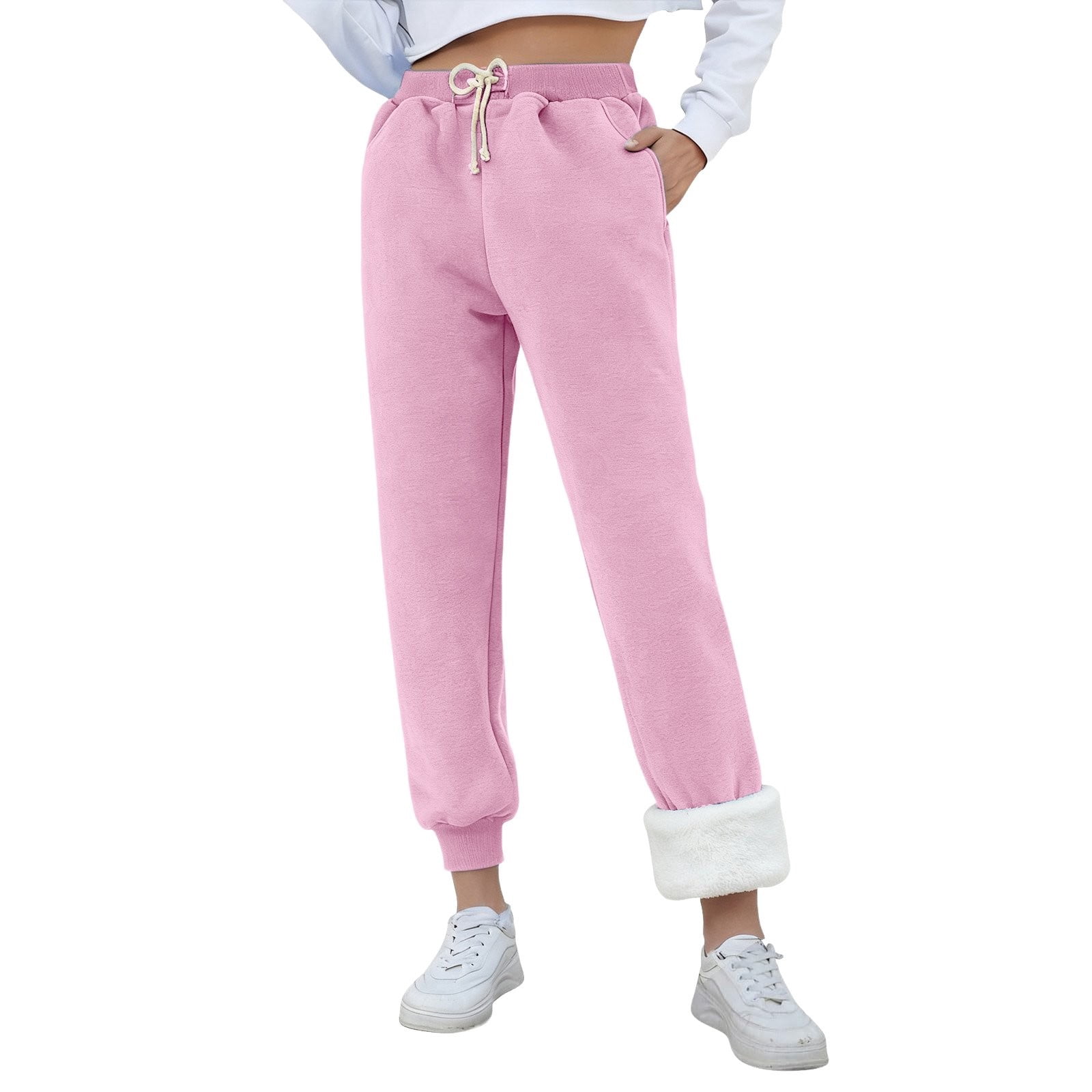 Audhol Fleece Lined Sweatpants Women Women's Fashion Casual Solid Color ...