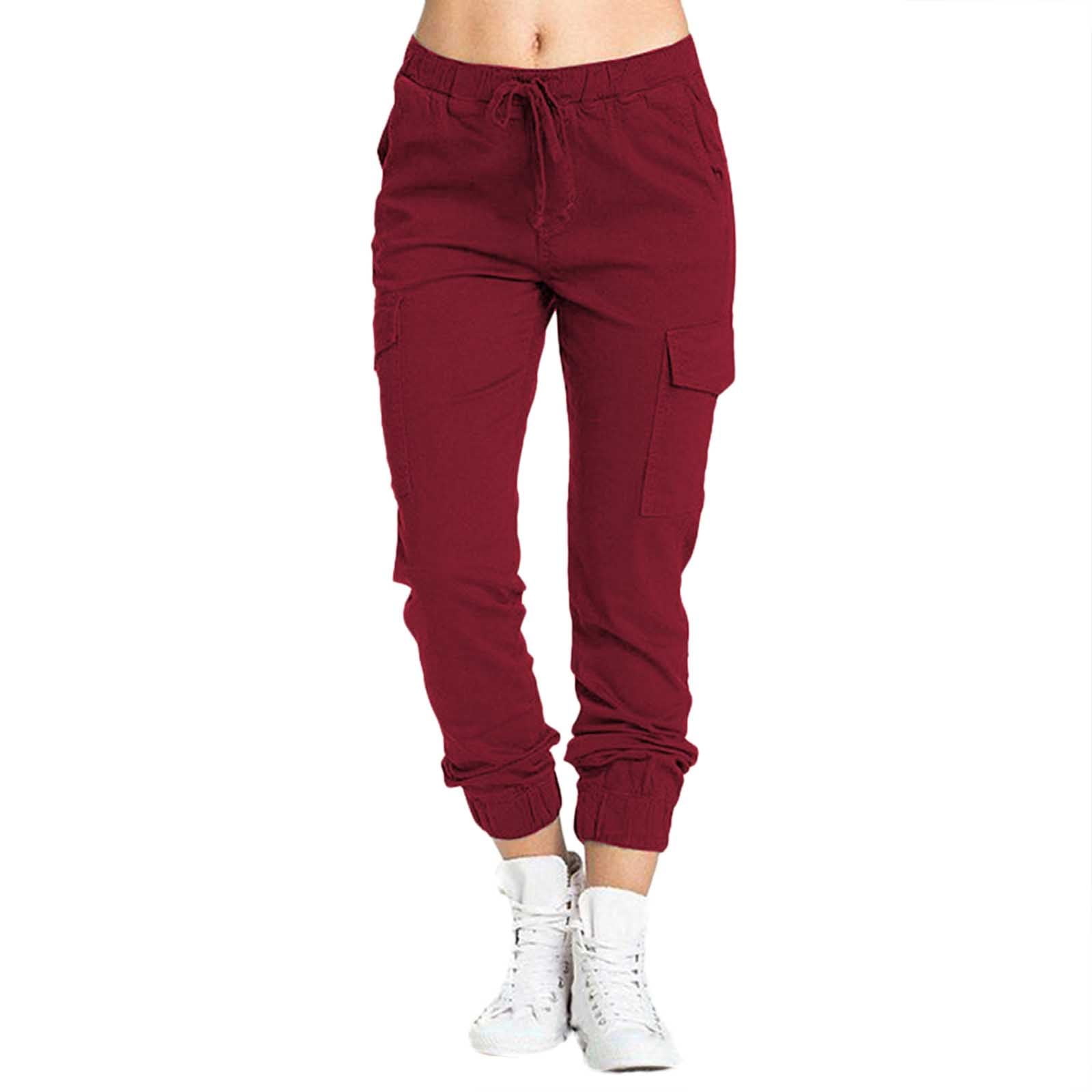 Audhol Joggers for Women Ladies Multi Pocket Cargo Casual Pants Elastic ...