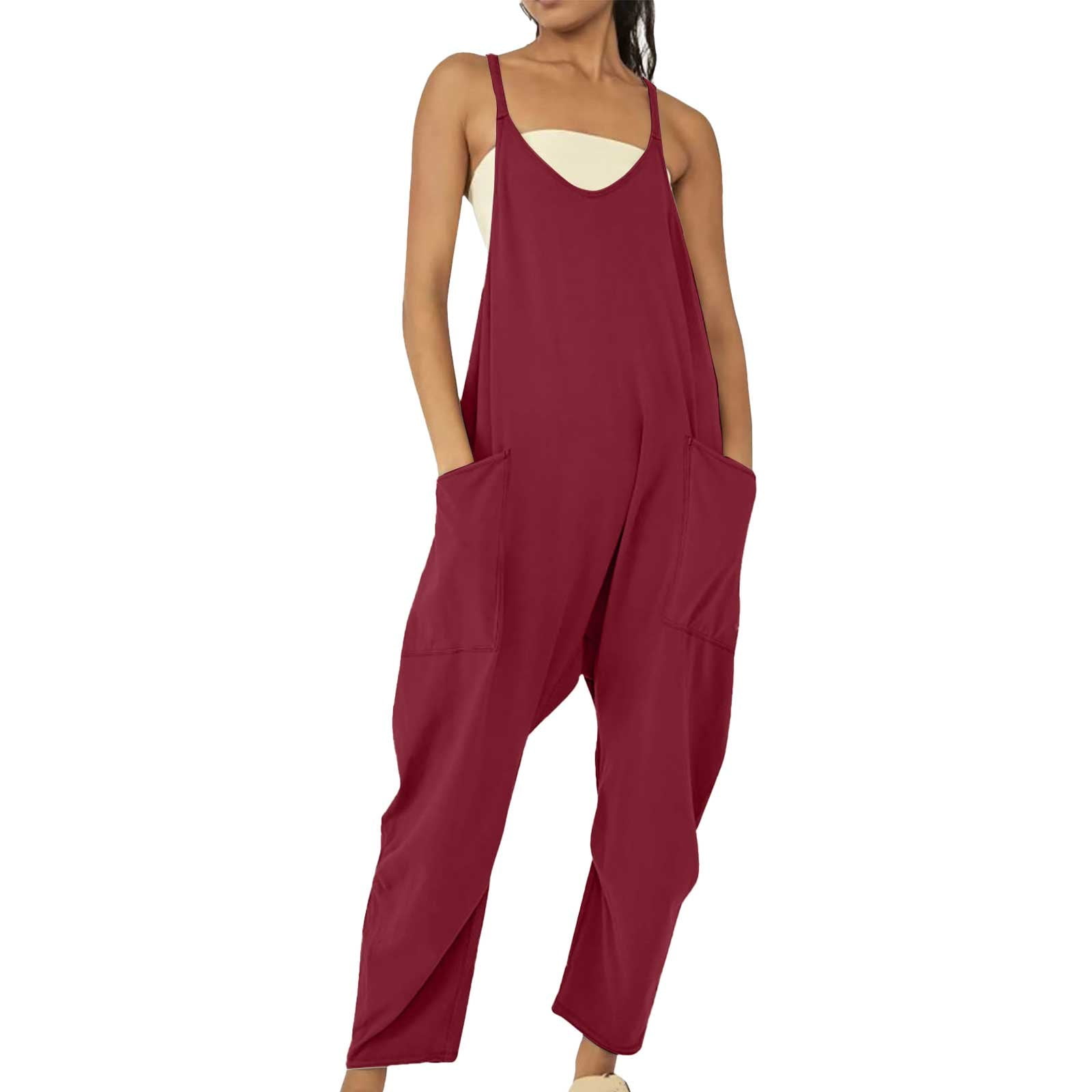 Audhol Jumpsuits for Women Womens Casual Summer Jumpsuit Sleeveless ...