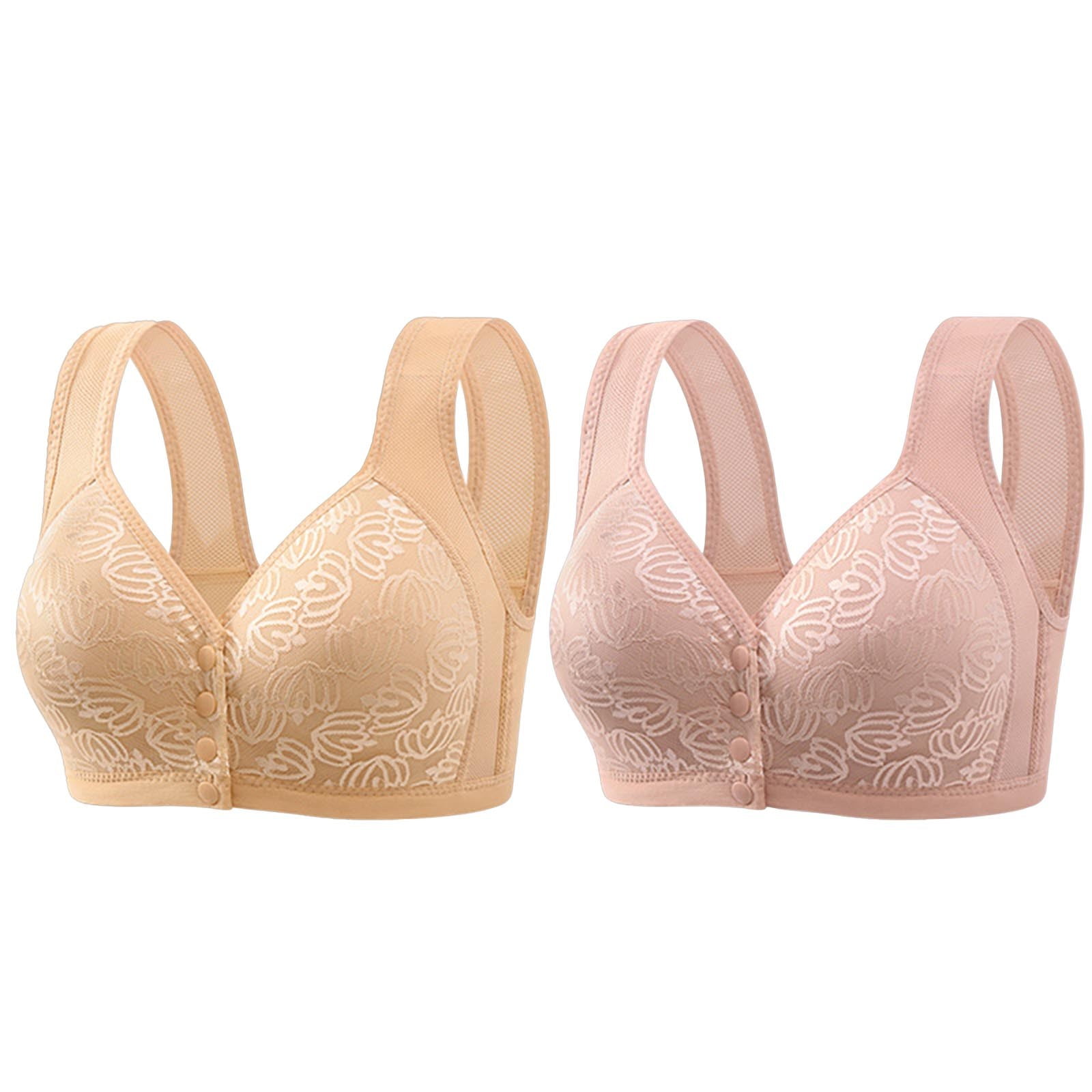 Audhol Lace Bralette 2 Pc Daisy Bras for Older Women Front Closure Bras ...