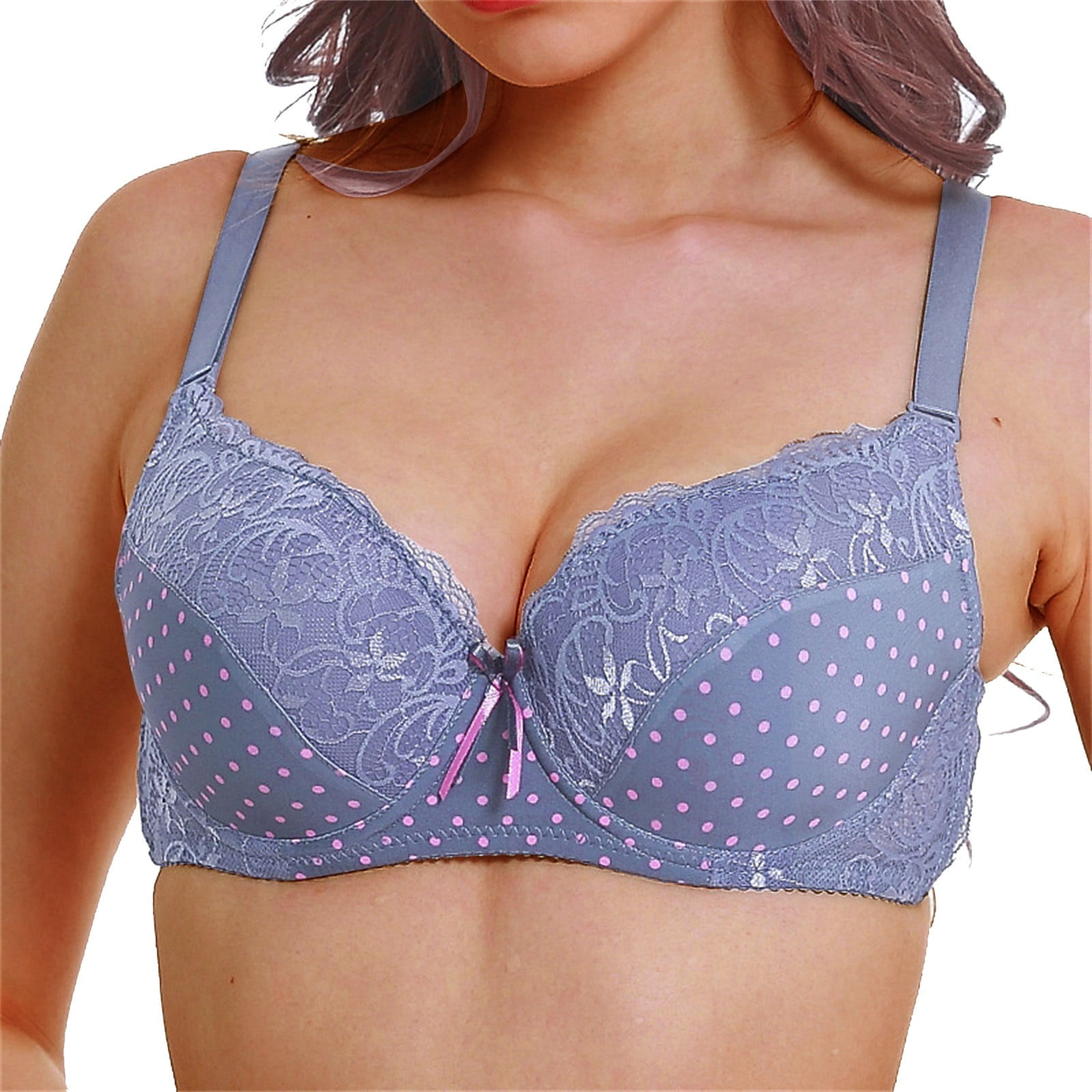 Audhol Lace Bralette Sheer Bra Purple 90B - Walmart.com