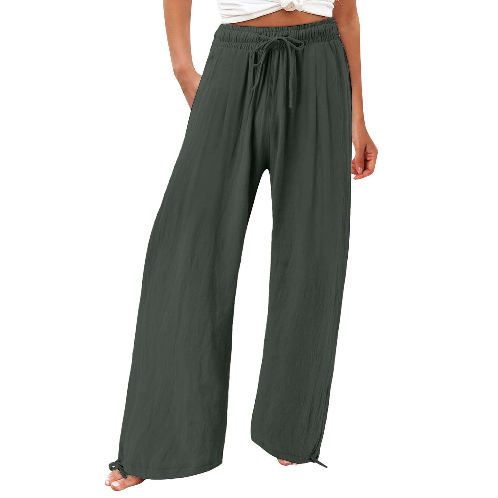 Audhol Linen Pants Women Linen Pants Women Summer Wide Leg Pants