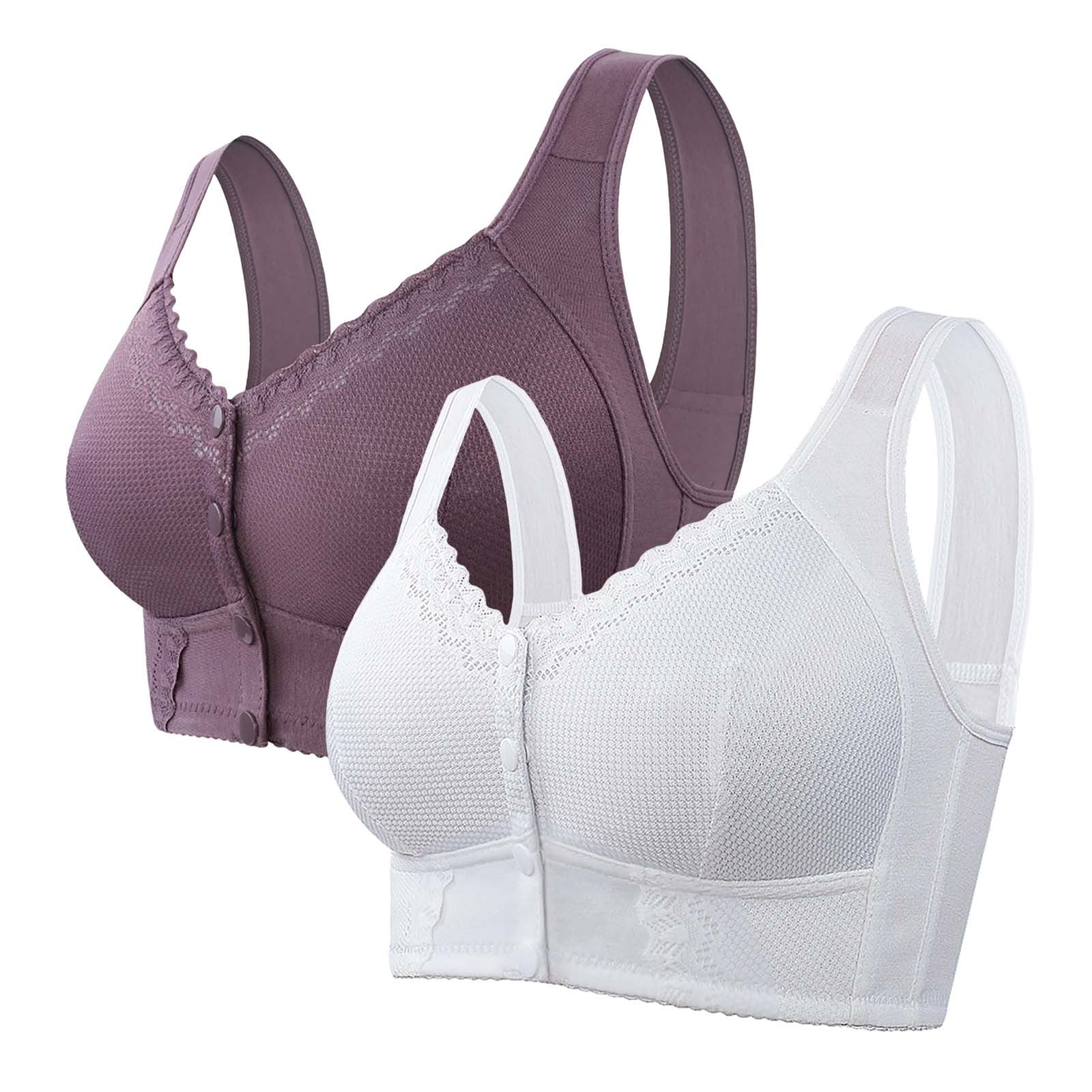 Audhol No Wire Bras for Women Moona Bra for Senior Front Closure ...