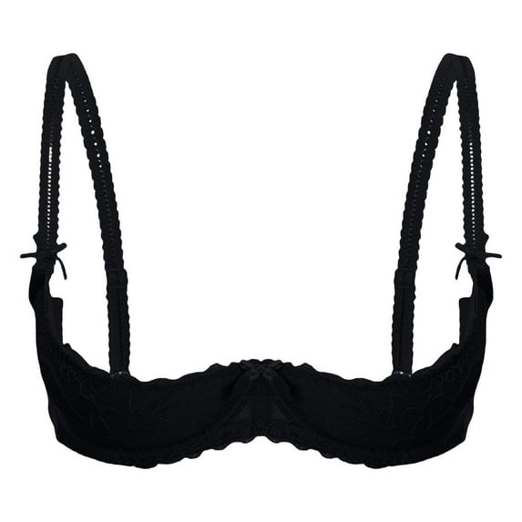 Audhol Open Cup Bra, 1/4 Cup Bras for Women Underwire Lace Bra See ...