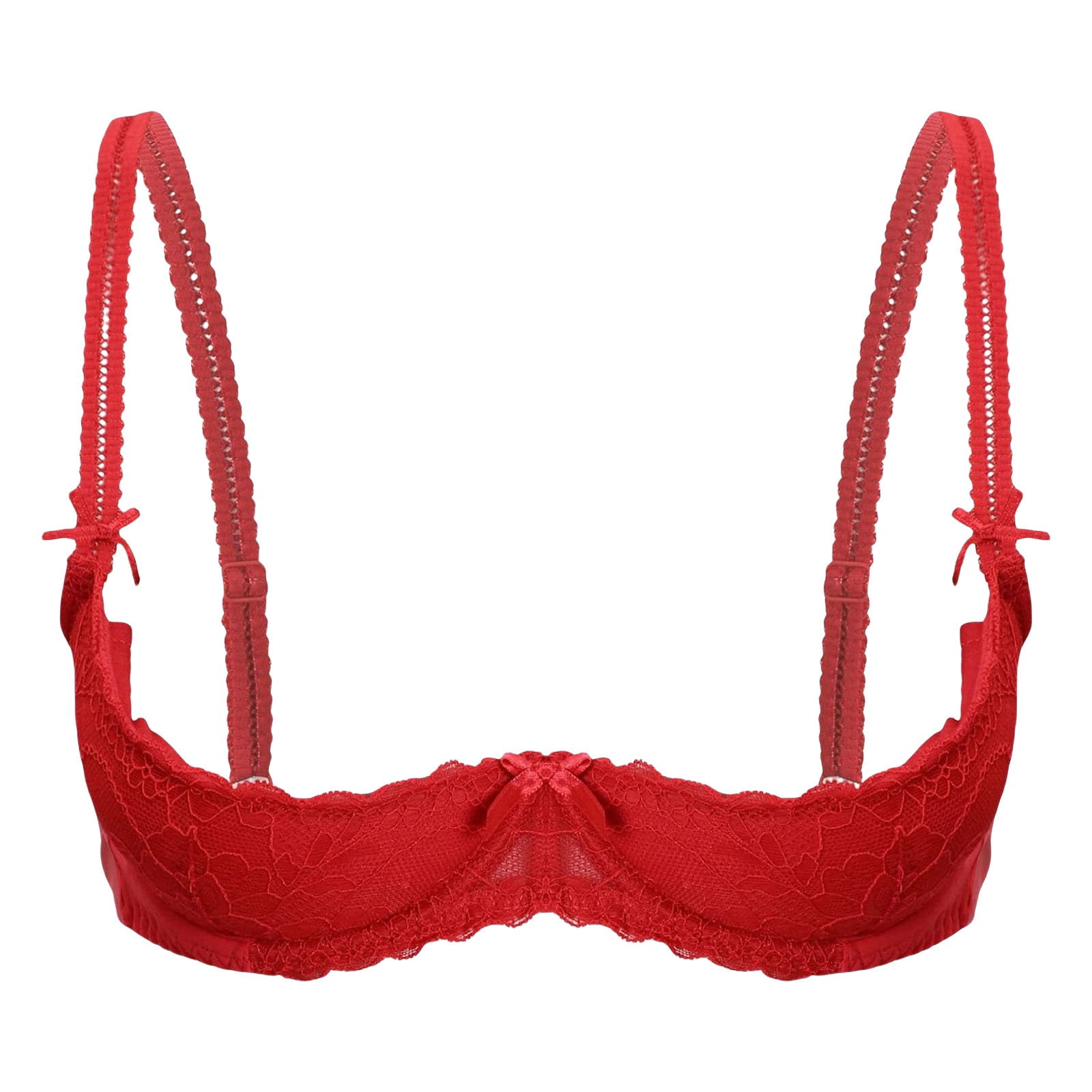 Audhol Open Cup Bra, 1/4 Cup Bras for Women Underwire Lace Bra See ...