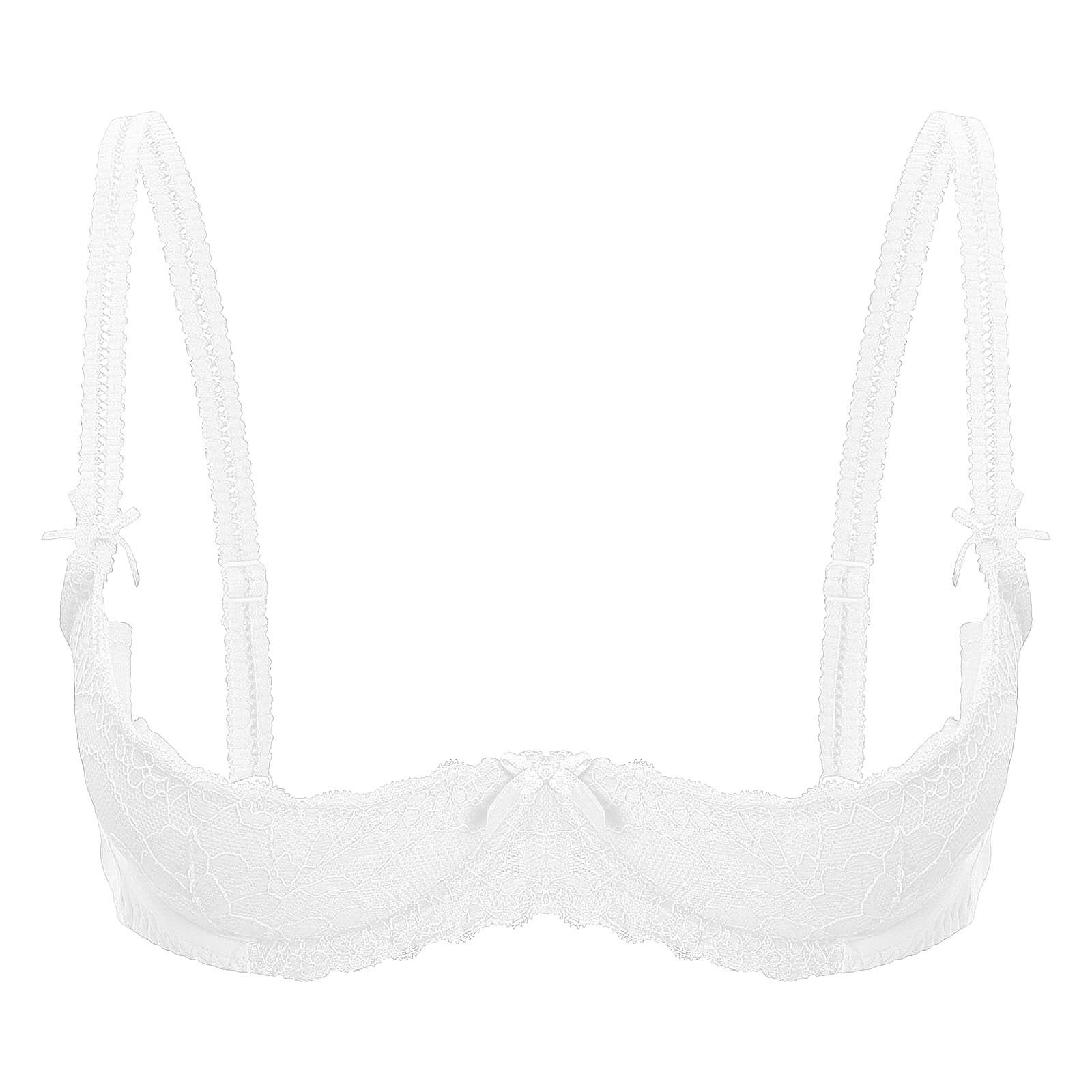 Audhol Open Cup Bra, 1/4 Cup Bras for Women Underwire Lace Bra See ...