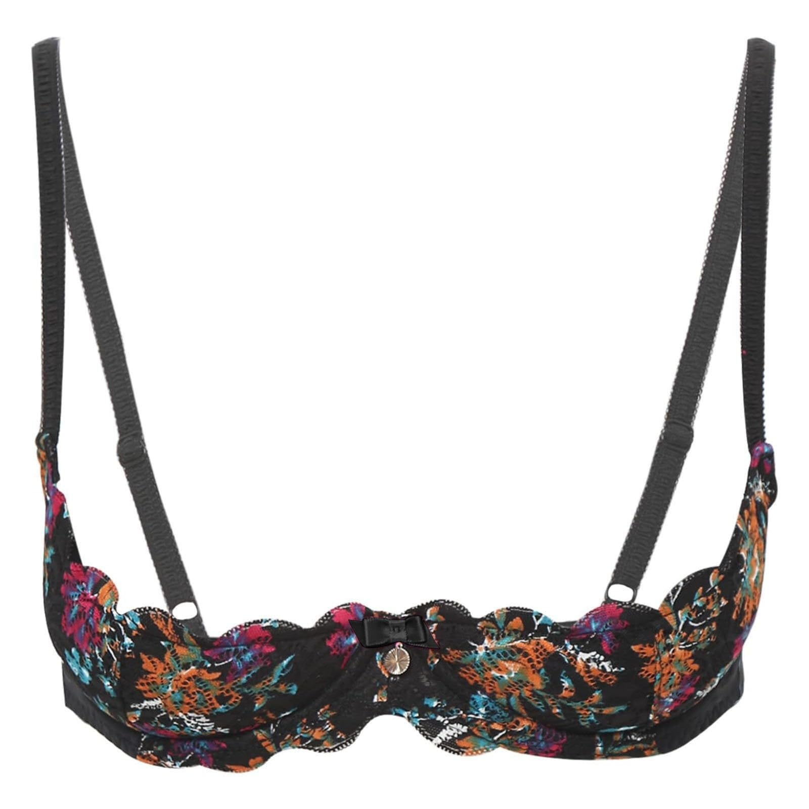 Audhol Open Cup Bra, 1/4 Cup Bras for Women Underwire Lace Bra See ...