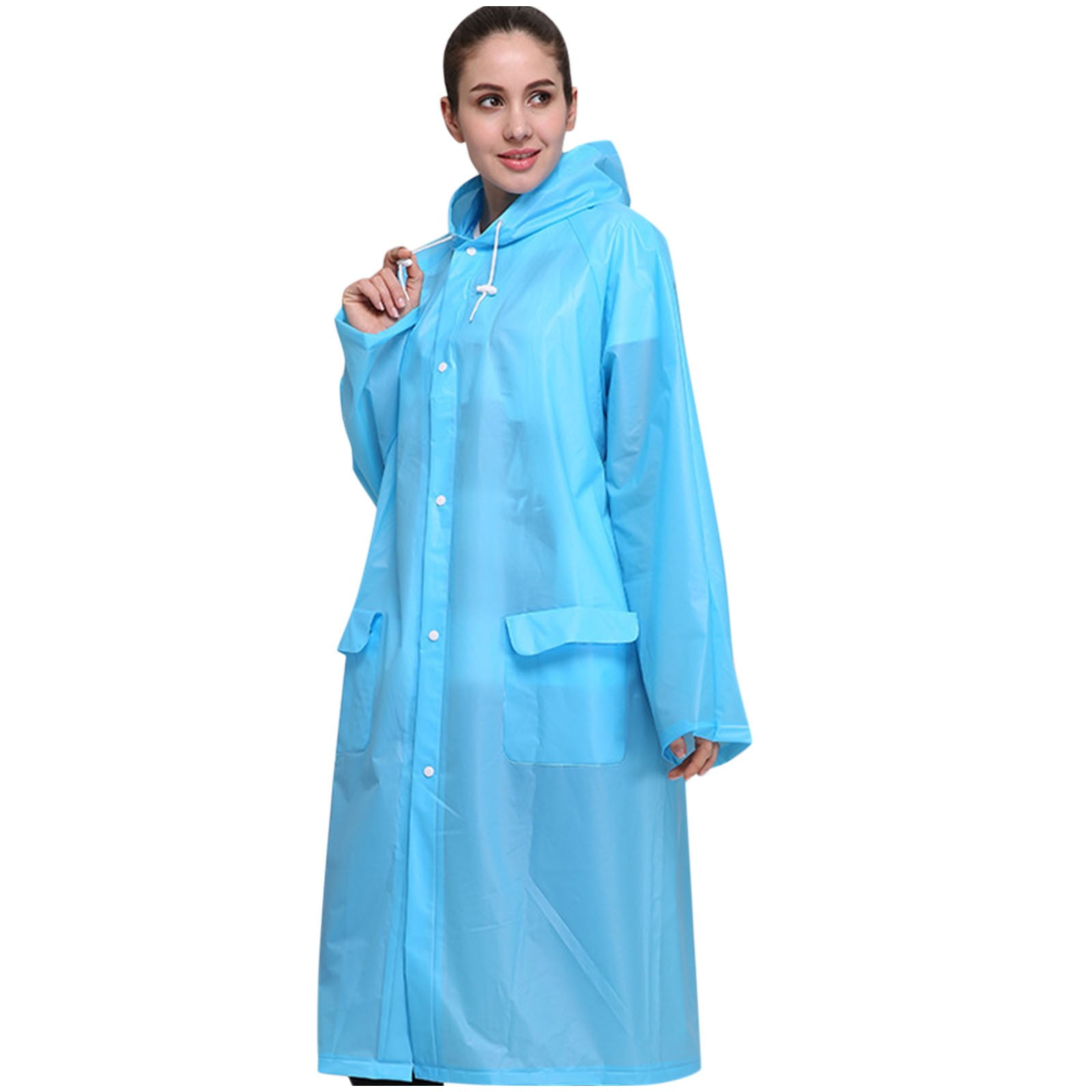 Audhol Rain Poncho Unisex Fashion Reusable Button Rain Jacket Coat ...