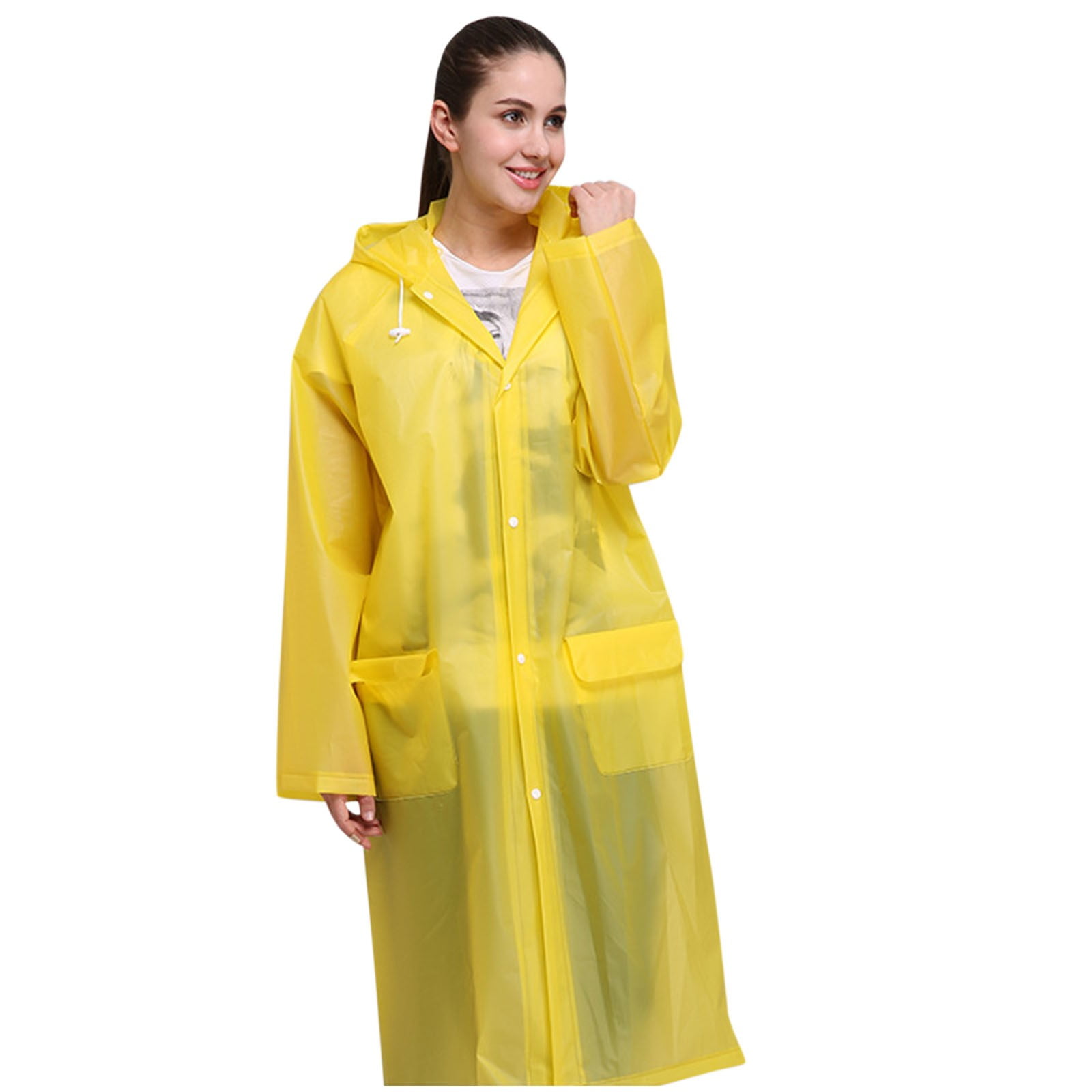 Audhol Rain Poncho Unisex Fashion Reusable Button Rain Jacket Coat ...