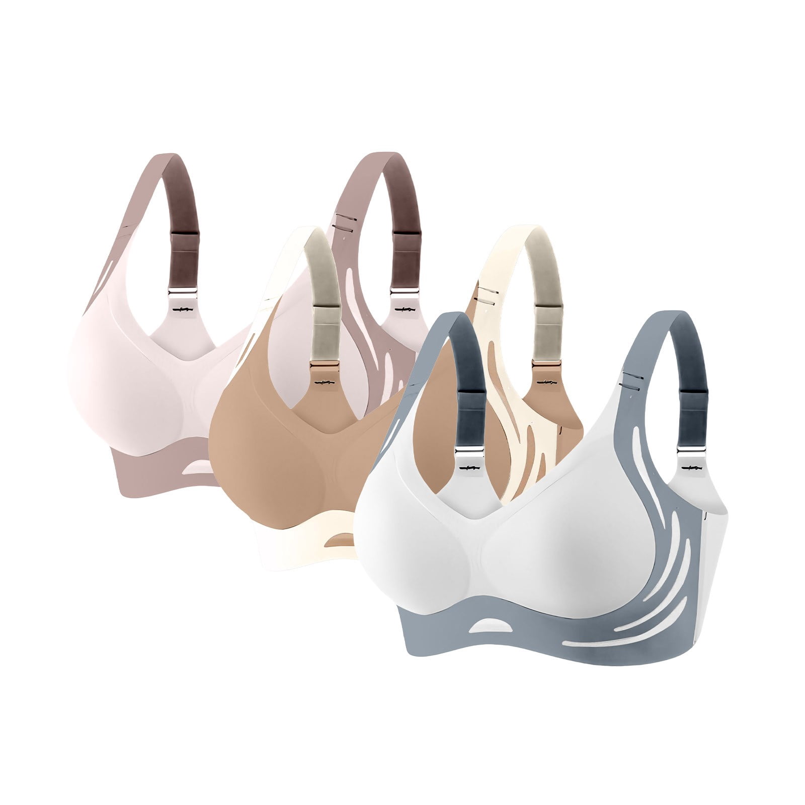 Audhol Seamless Wireless Bras for Women, 3Pc Smoothing Bra Anti Sagging ...