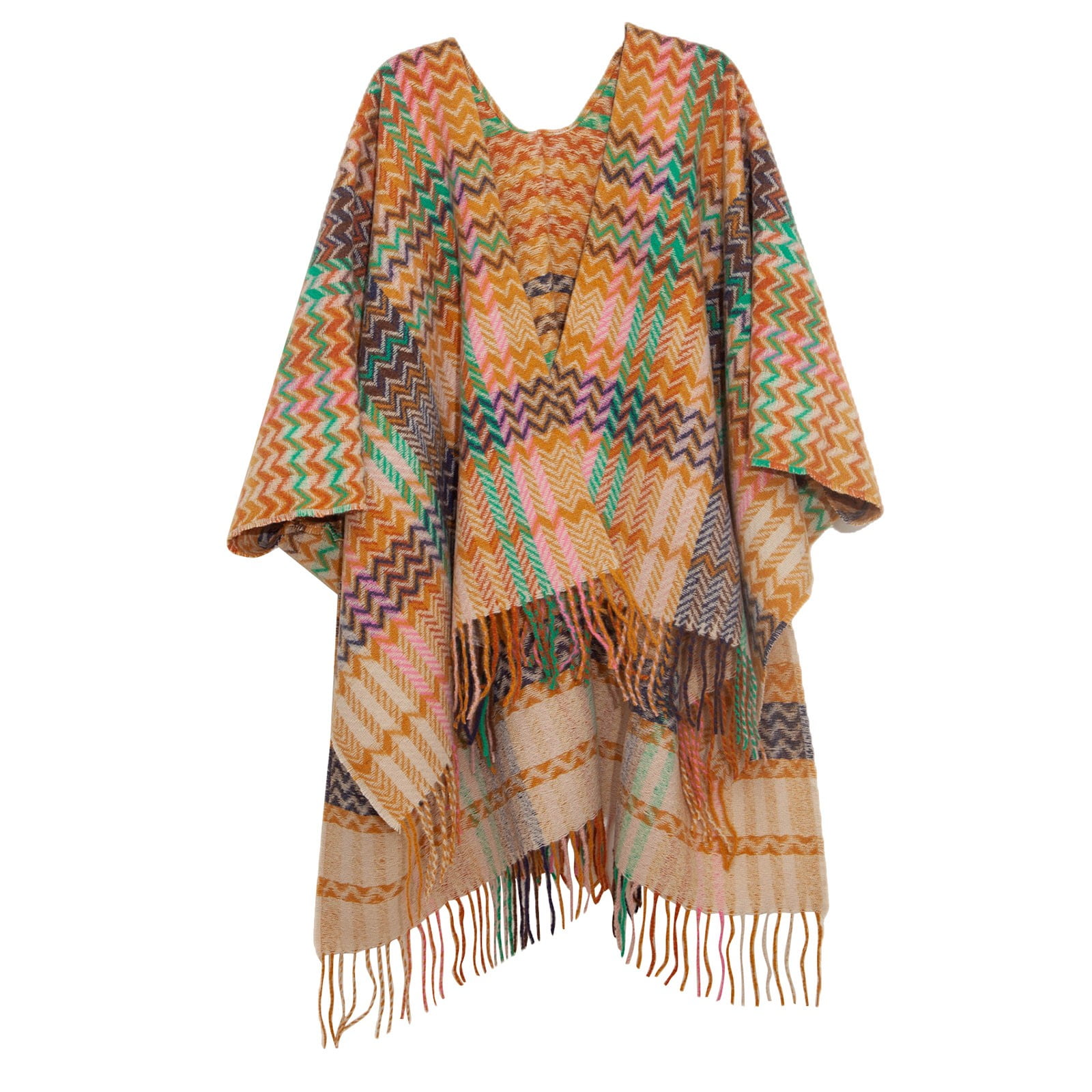 Audhol Tassel Fringes Floral Poncho Shawl Printing Shawl Women's ...