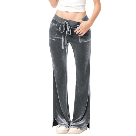 Audhol Velvet Pants Women Womens Comfy Velvet Flare Work Pants Casual ...
