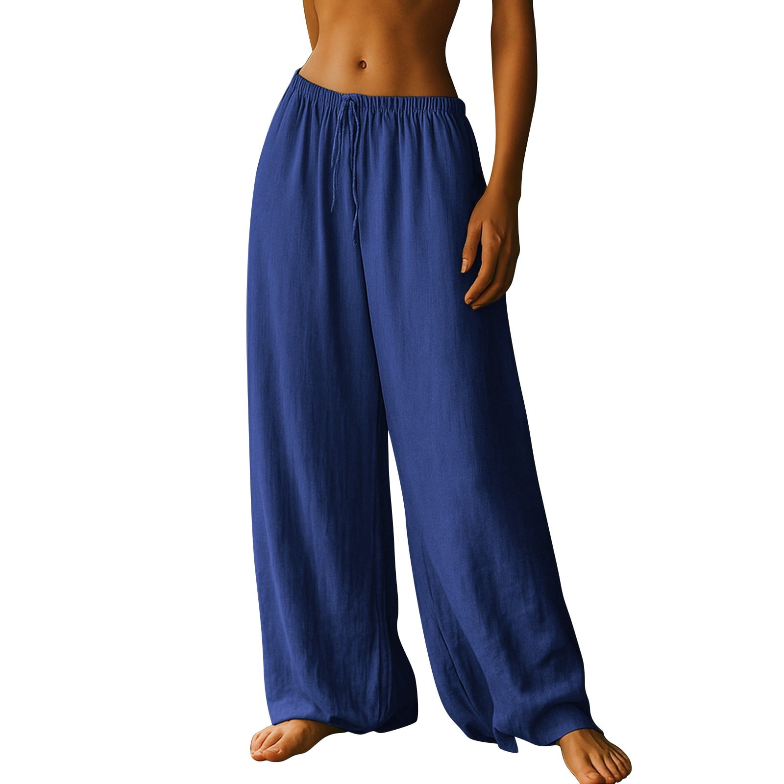 Audhol Wide Leg Linen Pants for Women Women's Cotton Linen Summer ...