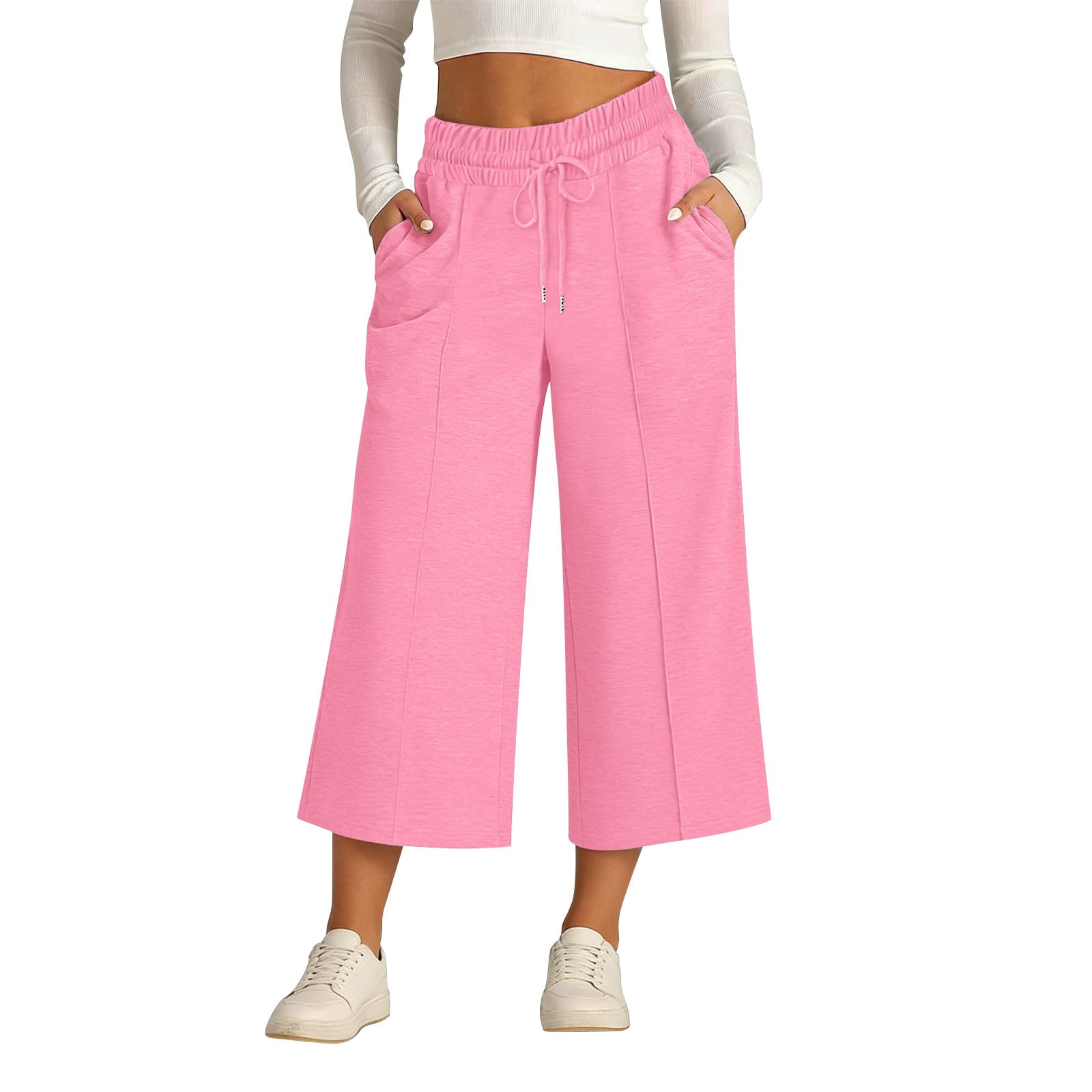 Audhol Womens Capri Sweatpants Women's Fashion Nine Point Wide Leg ...