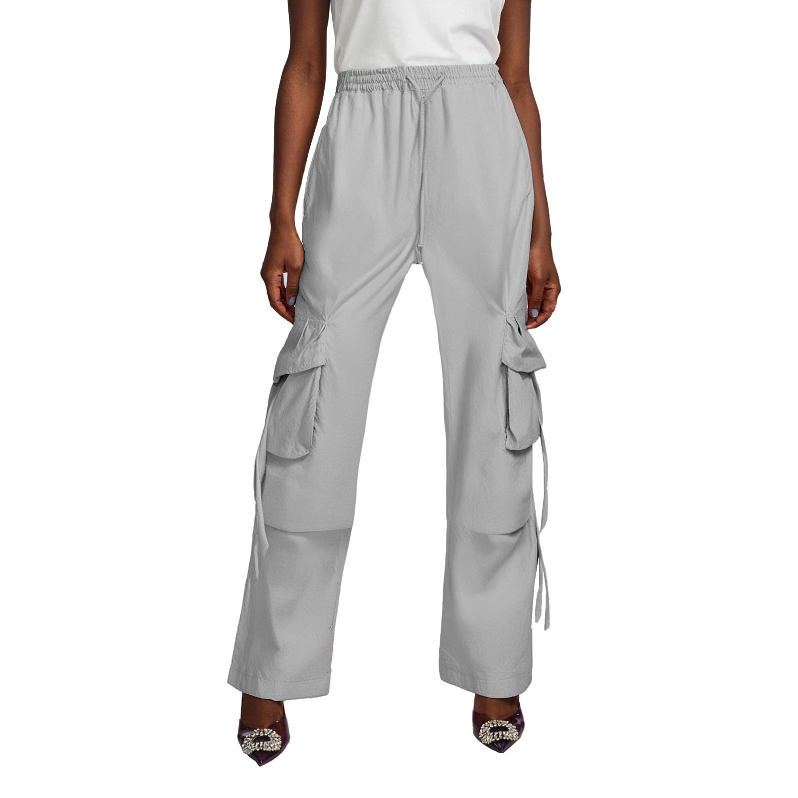 Audhol Womens Pants High Waist Drawstring Straight Leg Wide Leg Pants ...
