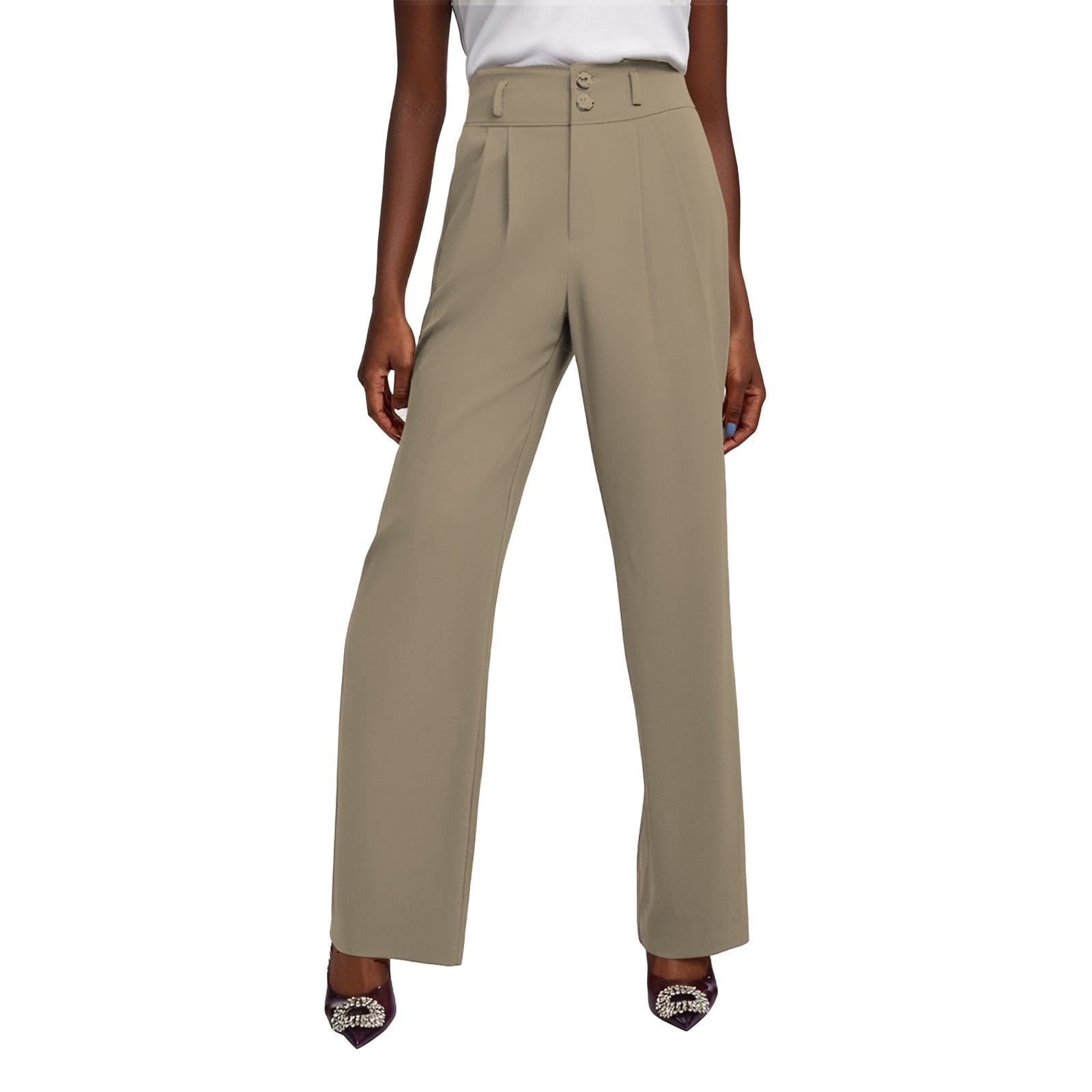 Audhol Womens Slacks Women High Waist Casual Wide Leg Long Palazzo ...