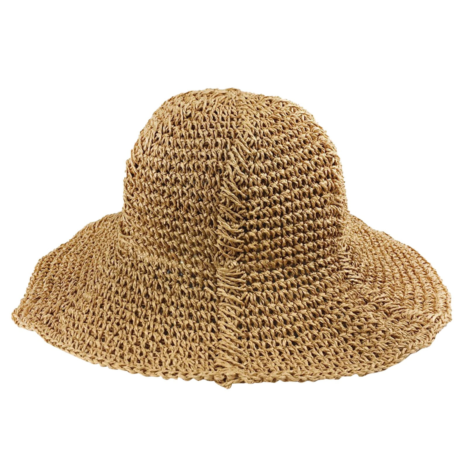 Audhol Womens Straw Fedora Beach Sun Hat Handmade Hollow Straw Hat ...