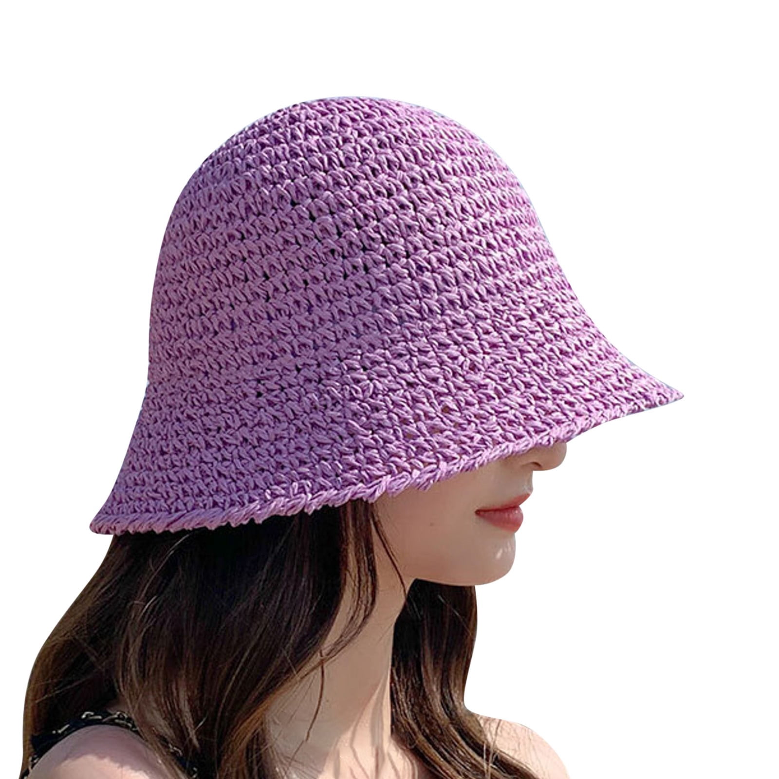 Audhol Womens Straw Fedora Beach Sun Hat Womens Criss Ponytail Hat ...