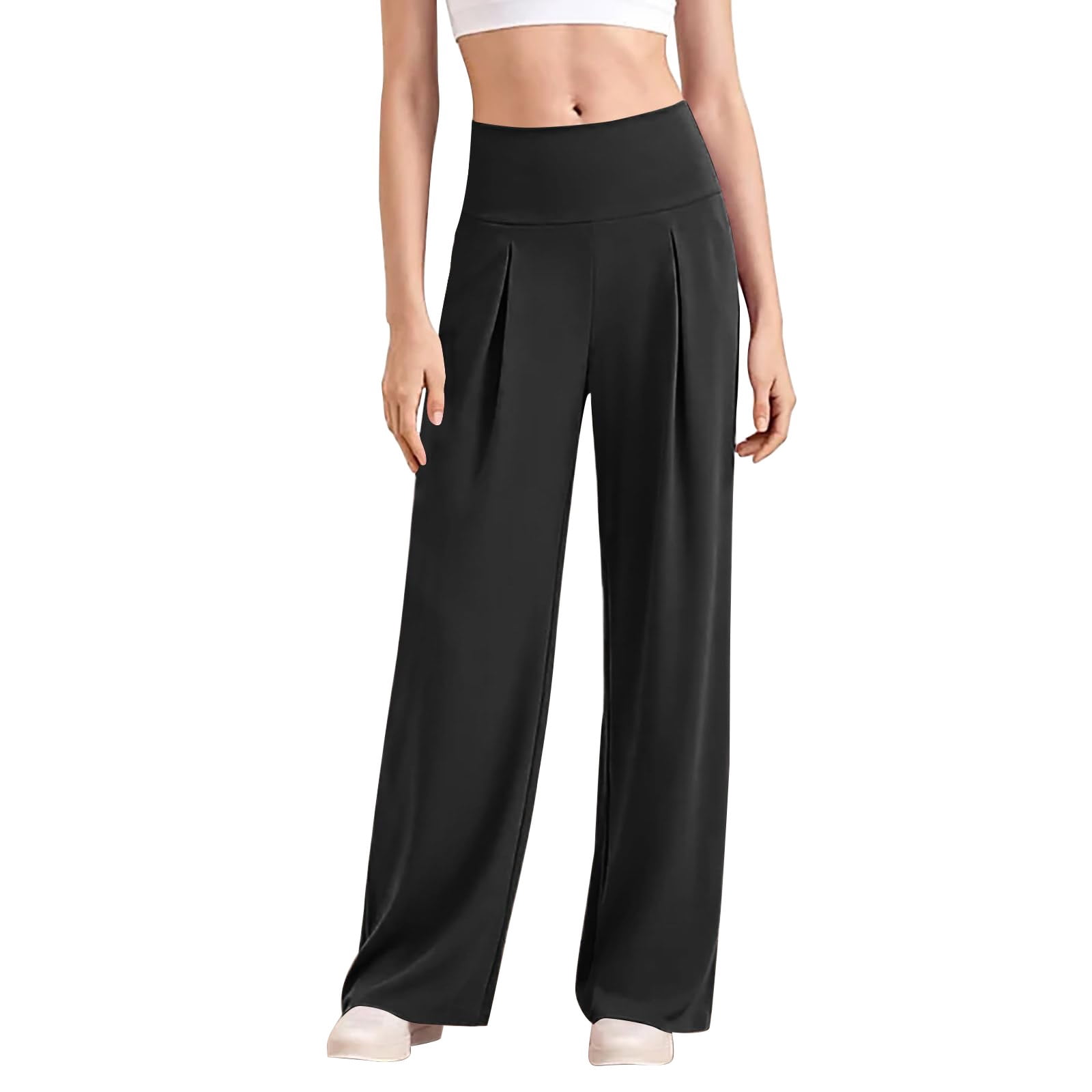 Audhol Work Pants Women Women Wide Leg Stretchy Work Pants High Waisted ...