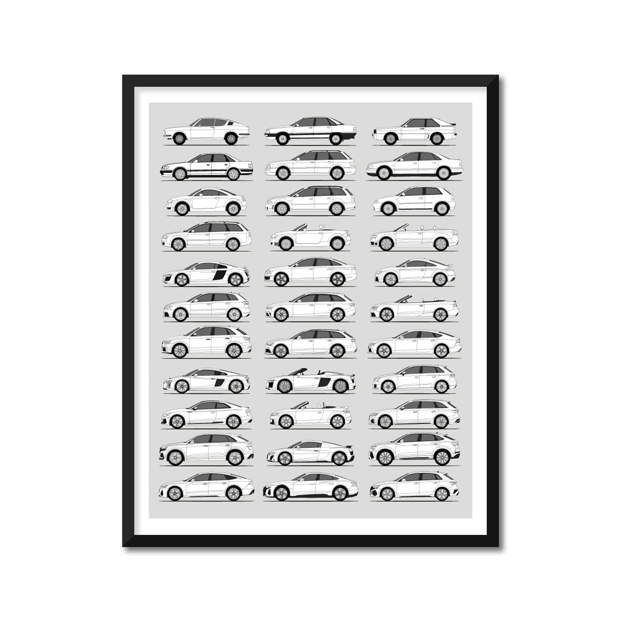 Audi History Timeline Wall Art Print, Premium Handmade Car Poster ...