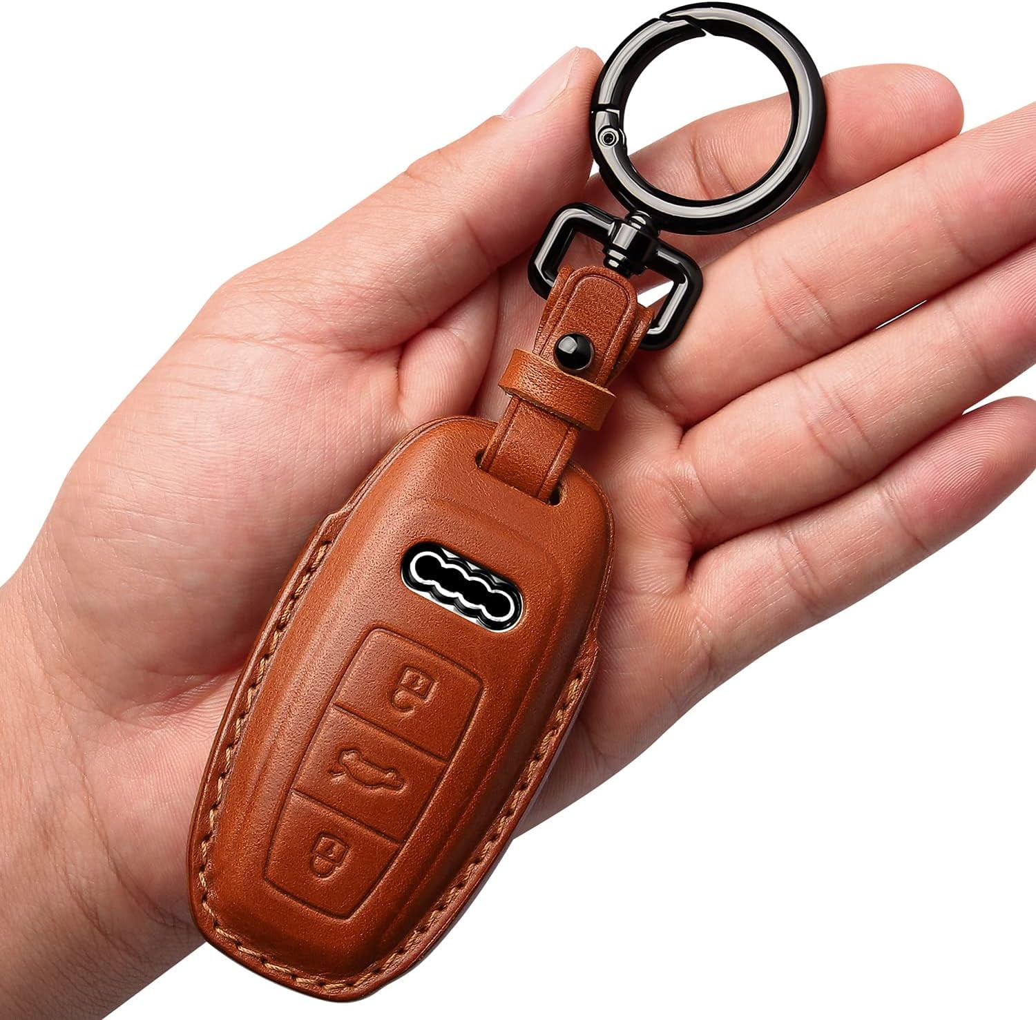 for Audi Key Fob Cover Leather with Keychain,Leather Key Case Protector ...