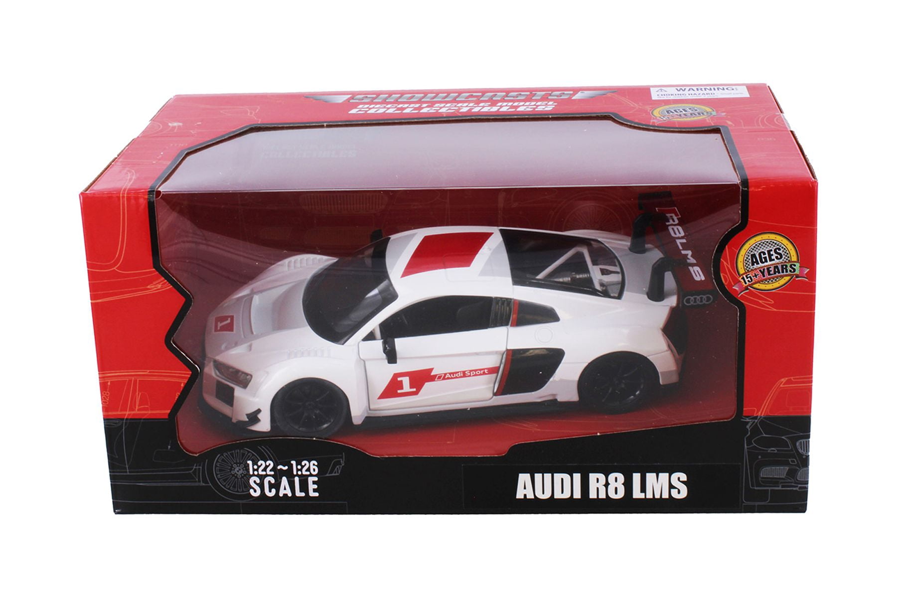 Audi R8 LMS, White - Showcasts 68262W - 1/24 Scale Diecast Model Car ...