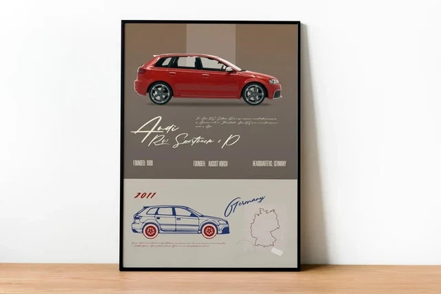 Audi Rs3 Sportback 8P 2011 Turbo Vintage Styled Wall Art Beat NO FRAMED ...