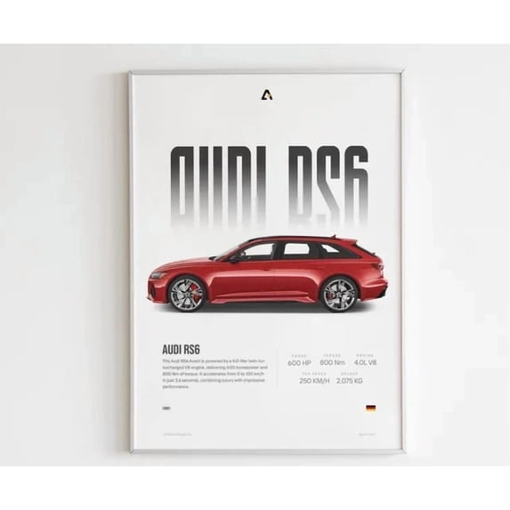 Audi Rs6 2025 Car Poster Modern Wall Art For Car Enthusiasts Art Home ...