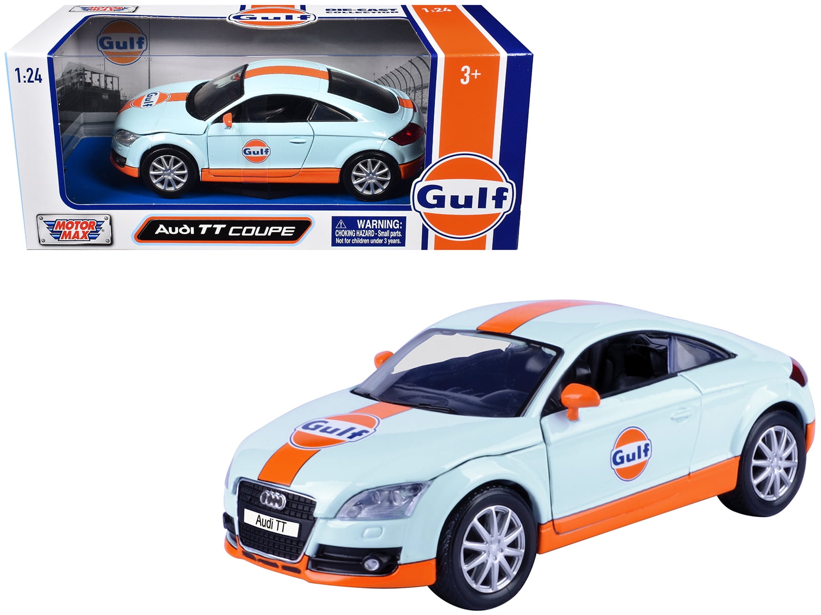 Audi TT Coupe "Gulf Oil" Light Blue with Orange Stripes "Gulf Die-Cast ...