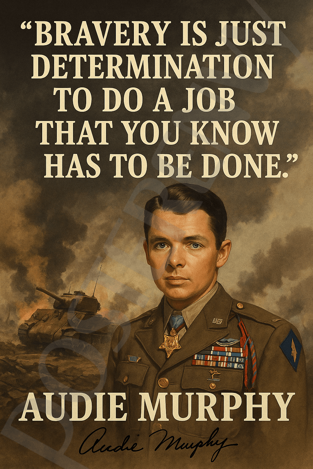 Audie Murphy Famous Quote Poster – "Bravery is Determination" – 18 inch x 12 inch - Walmart.com