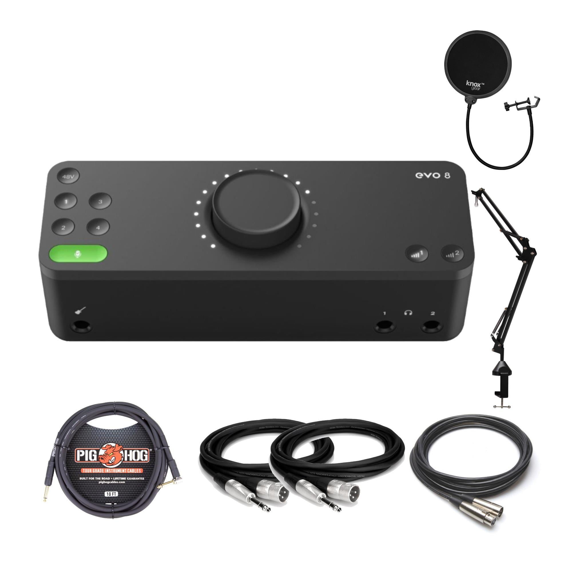Audient EVO 8 4in/4out USB Audio Interface with Boom Arm, Pop Filter ...