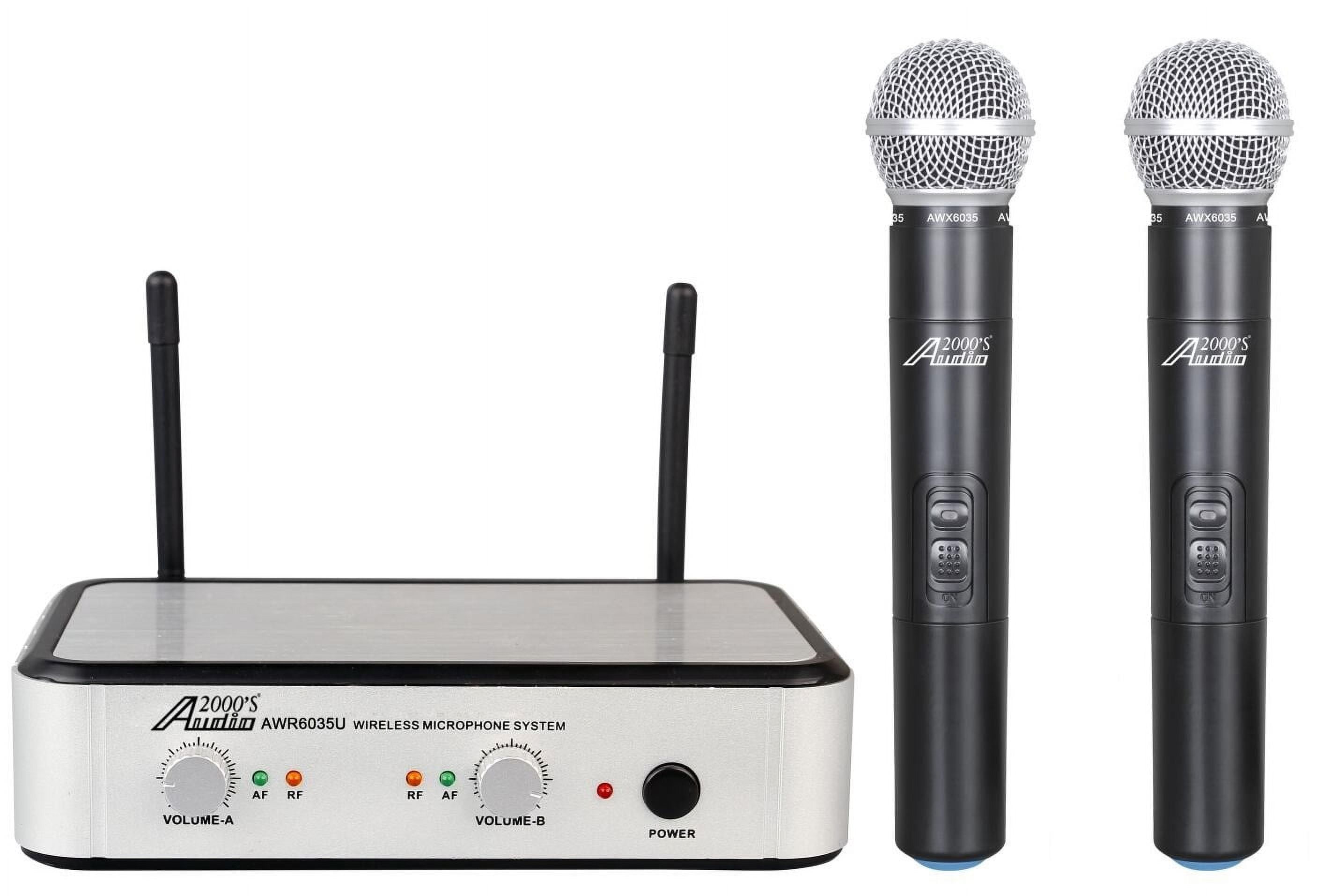 Audio 2000s AWM6035U Dual Channel Wireless Handheld Microphone System ...
