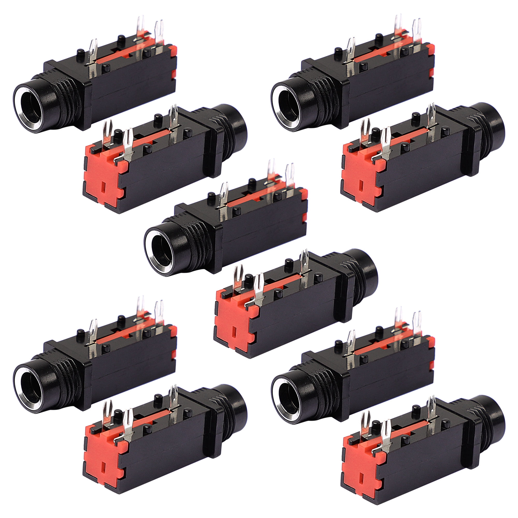 Audio 6.35mm 1/4" 3 Pins Mono Jack Panel Mount PCB Connectors Black 10 ...