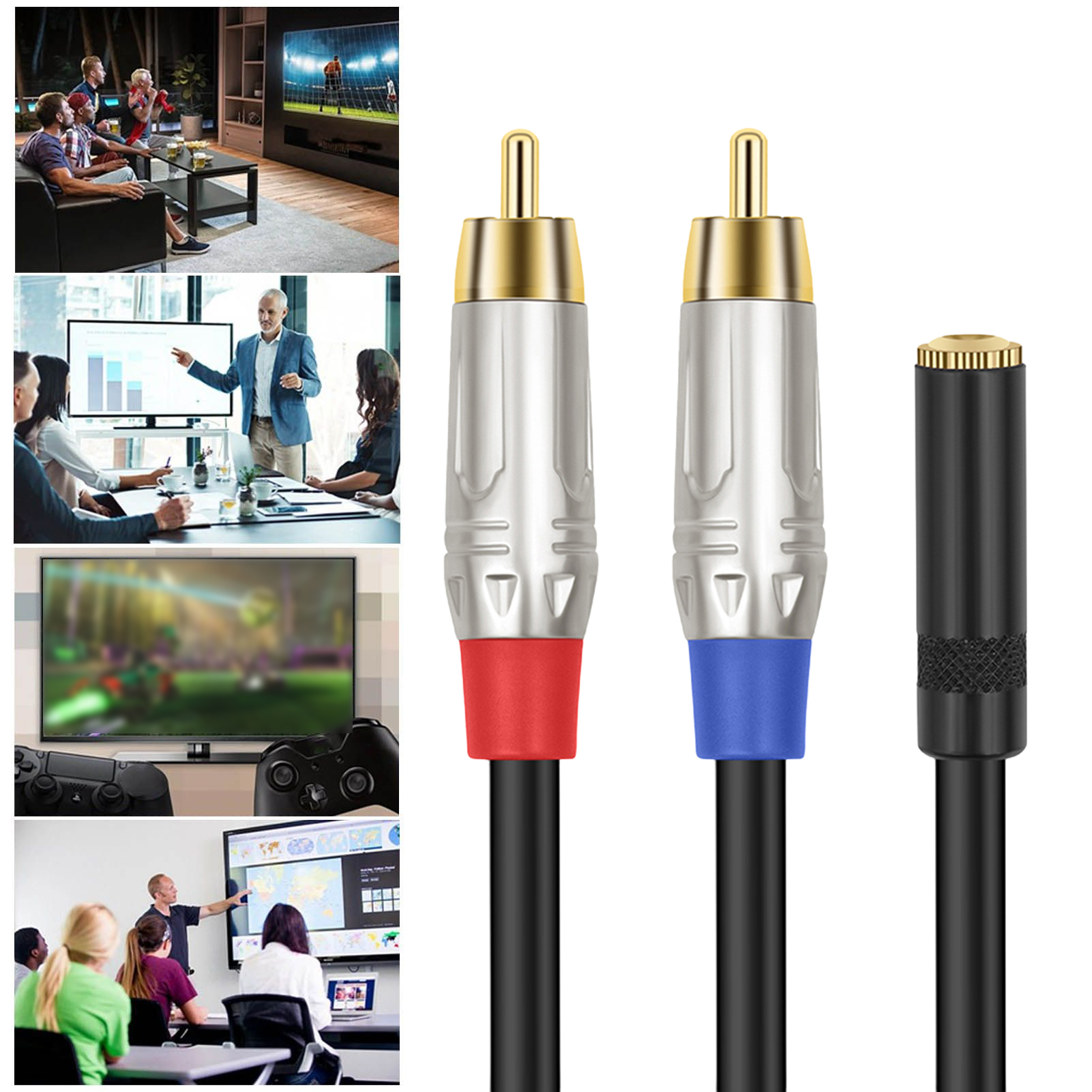 Audio Adapter RCA Cable Clear Channel Identification Universal 3.5 Jack ...