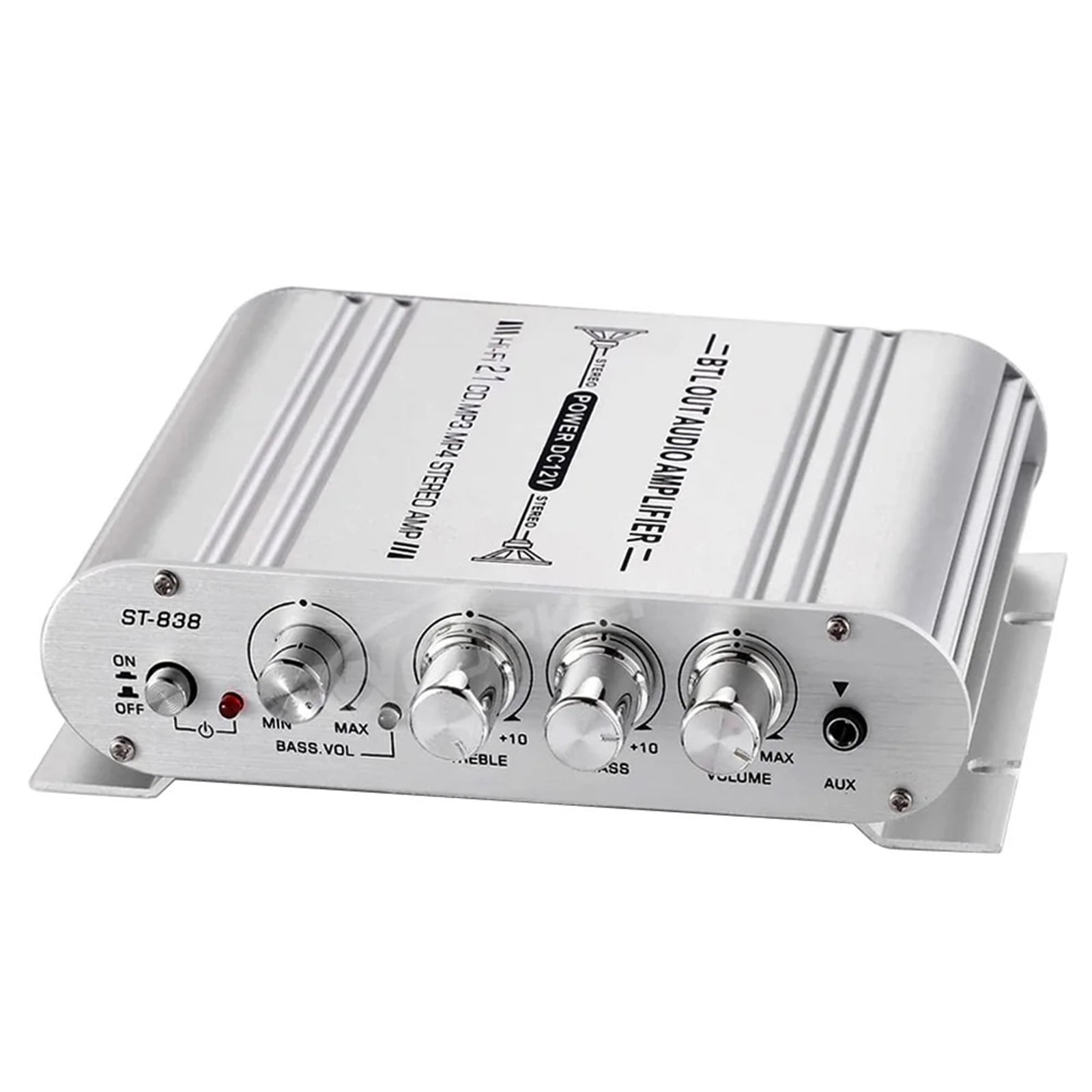 Audio Amplifier ST-838 2.1 Channel Subwoofer Stereo Bass Amp RMS 20Wx2 ...