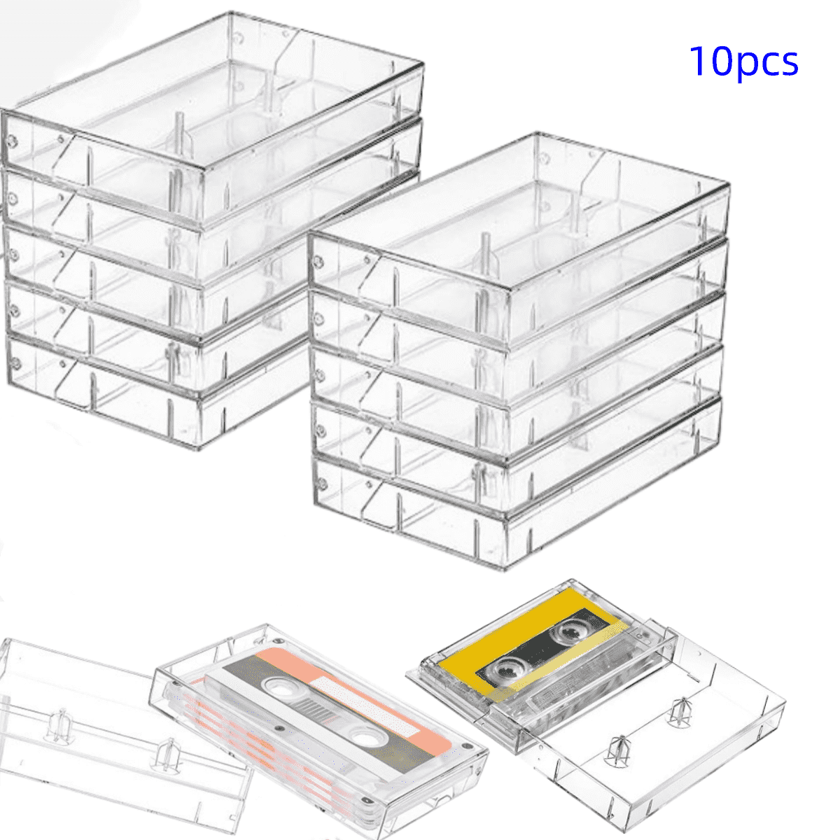 10Pack Clear Empty Cases for Cassette Tape Storage Art Collection Voice ...