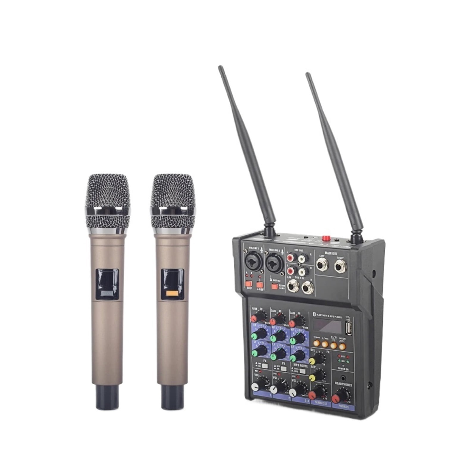 Audio Dj Mixer 4 Channels Console With UHF Wireless Microphone Sound ...