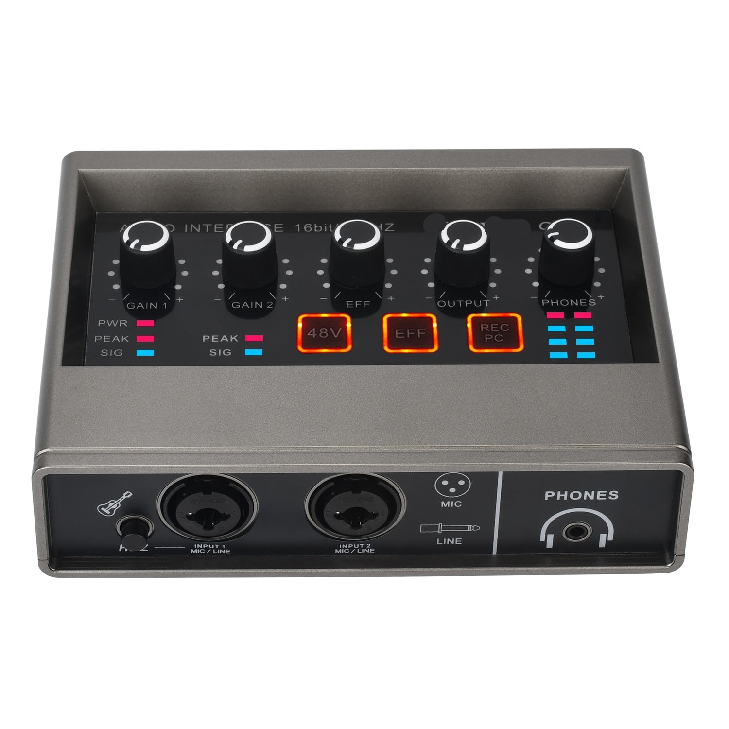 Audio Interface 2 Channel 48V Diver-Free Computer Record Electric ...
