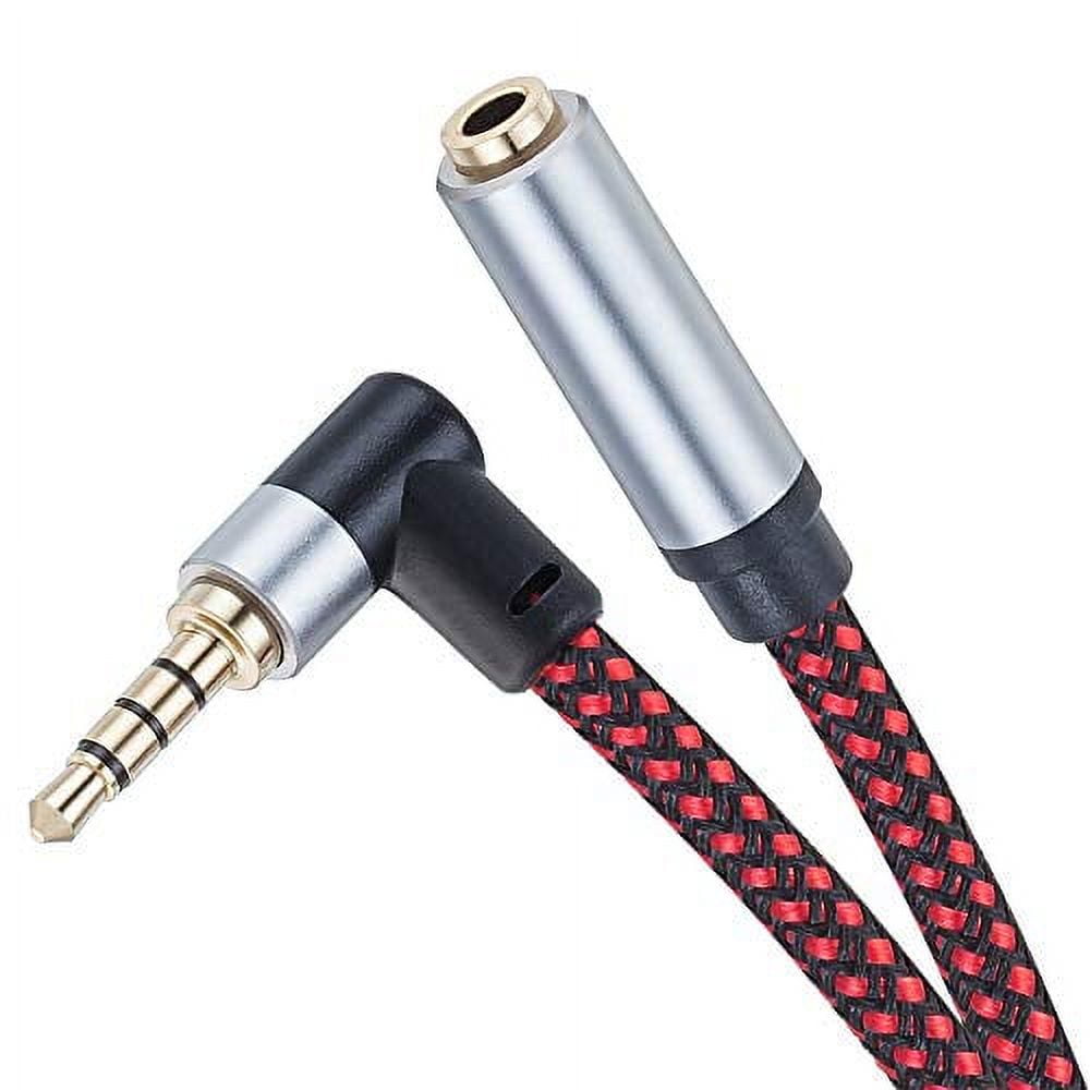 Audio Mic Extension Cable 15Ft,90 Degree TRRS 3.5mm Aux Headphone ...