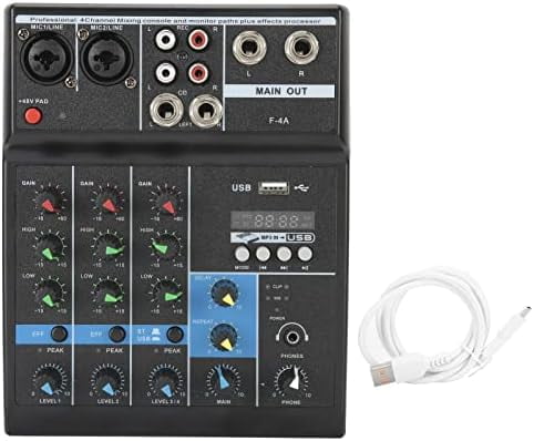 Audio Mixer, 4 Channel USB Stereo Ultra Compact Mixing Console Vocal ...