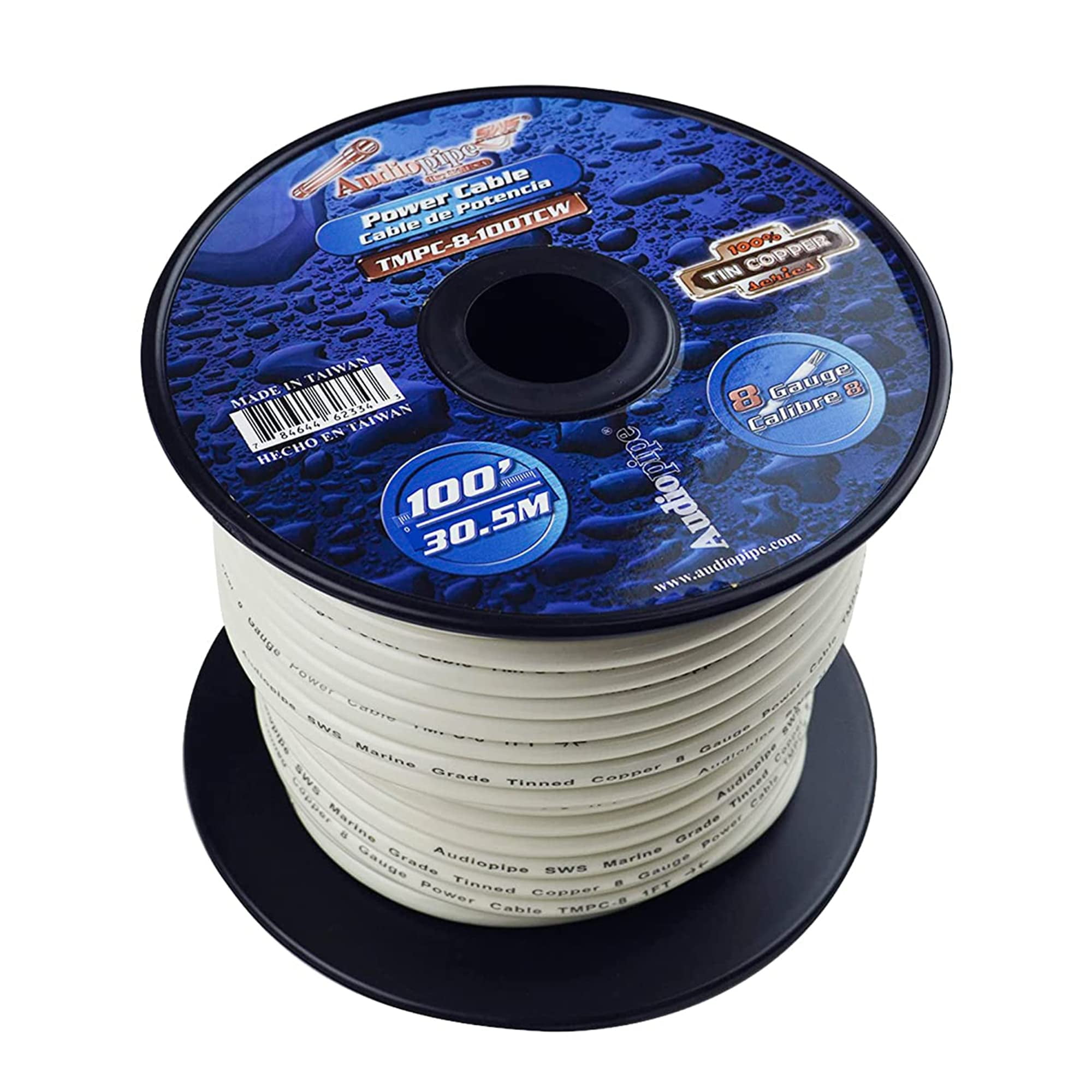 Audio Pipe 8 GA Stranded OFC Tinned Copper Marine Power/Ground Wire ...