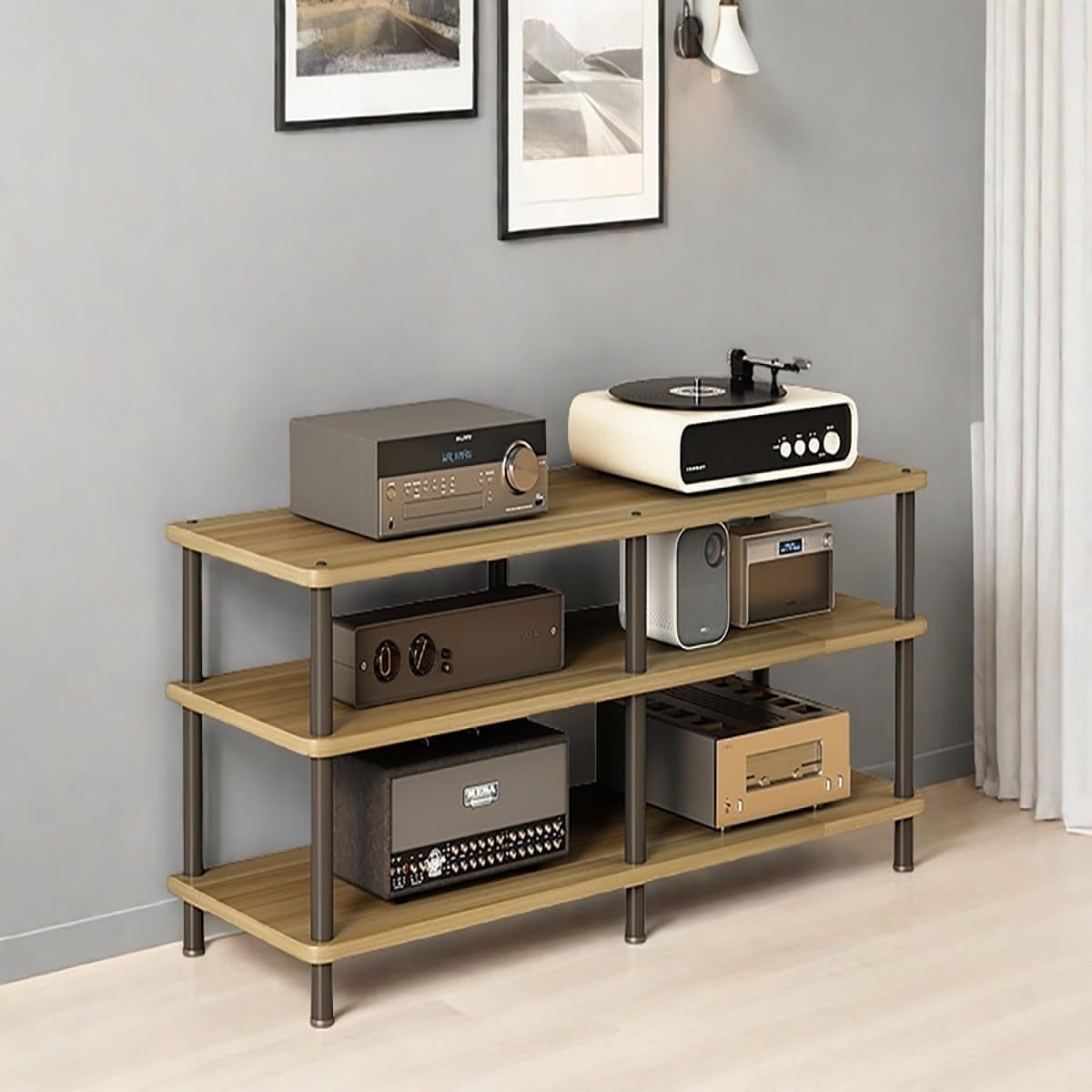 Audio Rack AV Media Stand, Heavy Duty TV Console Stand, 3-Tier ...