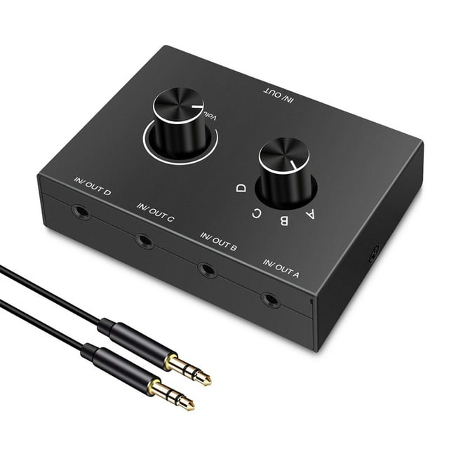Audio Splitter Switcher Box 4 Input 1 Output / 1 Input 4 Out 3.5mm ...
