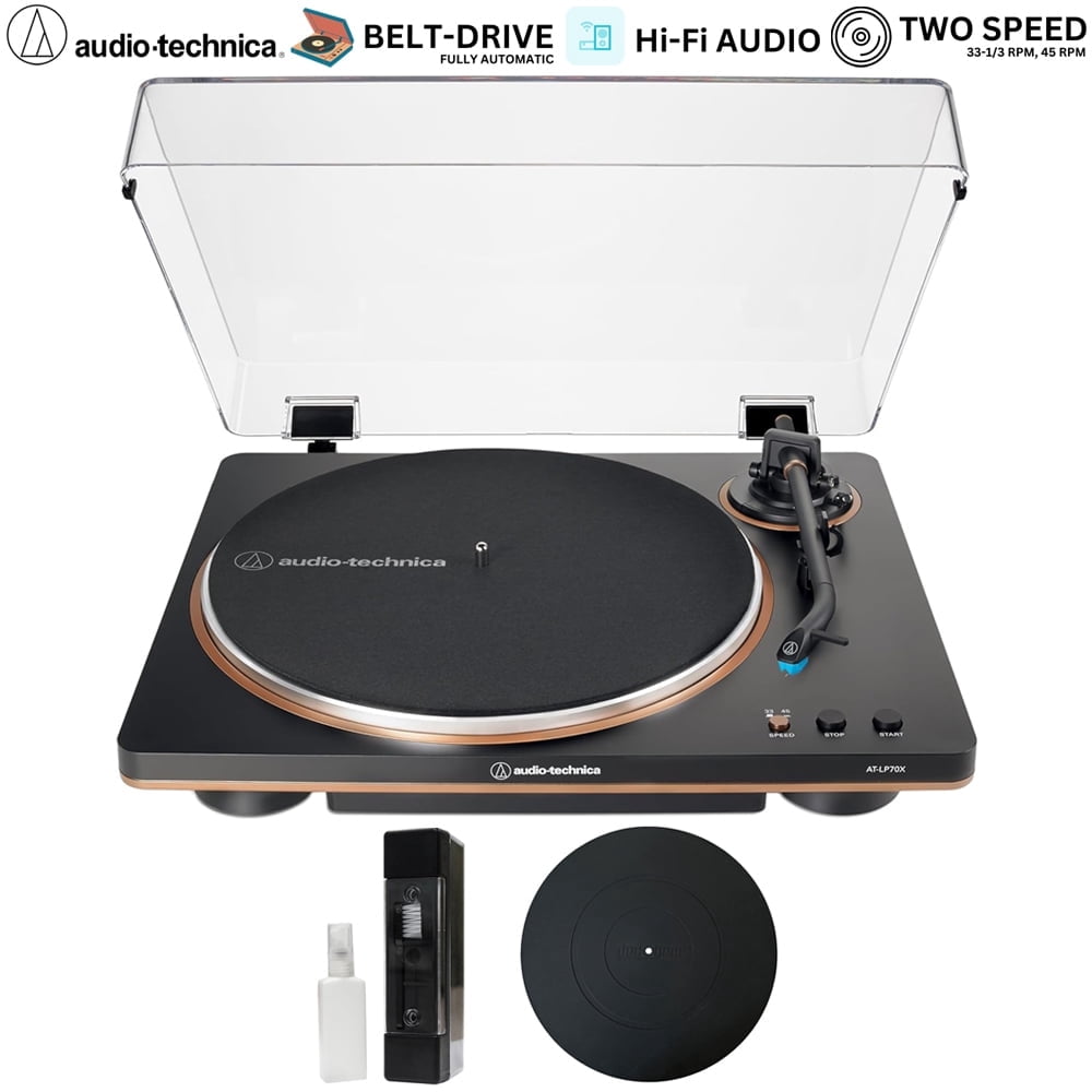 Audio-Technica AT-LP70X-BZ Fully Automatic Belt-Drive Turntable, Black ...