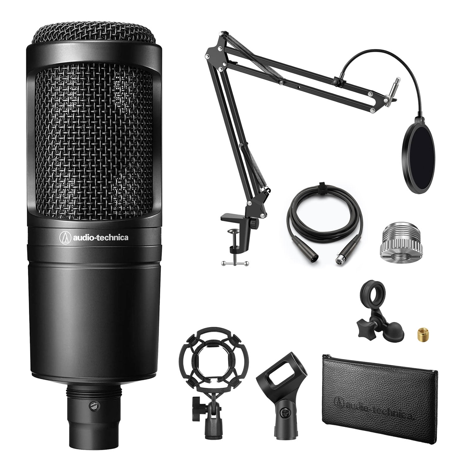 Audio-Technica AT2020 Cardioid Condenser Studio XLR Microphone (Black ...